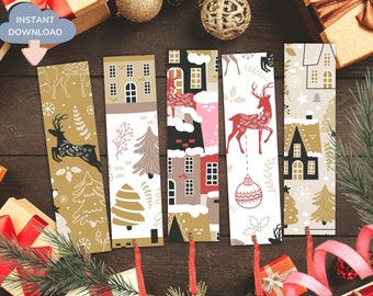 Christmas Printable Bookmarks Set of 4. Printable Christmas Bookmarks ...