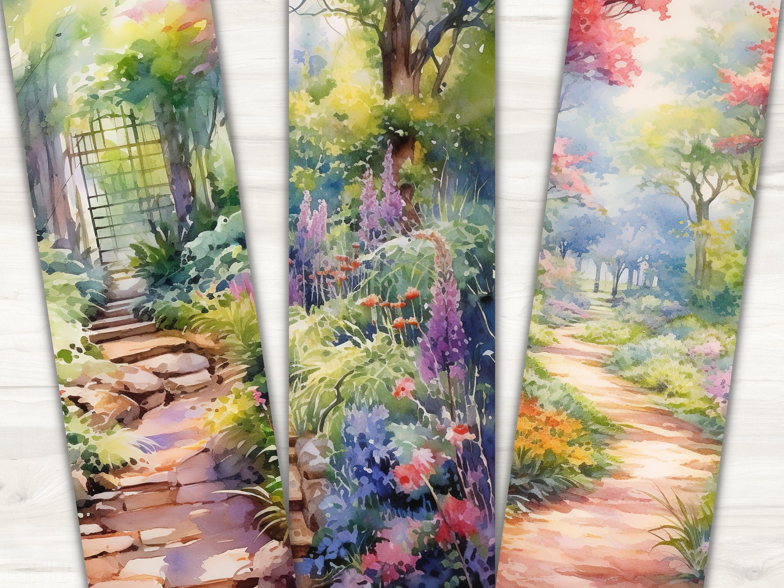 Printable Garden Path Bookmarks. Watercolor Footpaths - Etsy