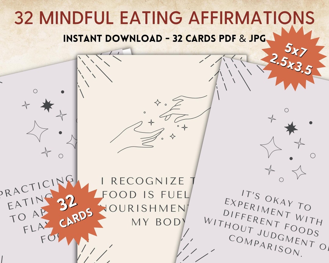 Mindful Eating Affirmation Cards. Restore Your Relationship With Food ...