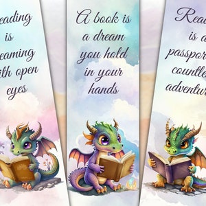 Dragon Printable Bookmarks Set of 4. Printable Cute Baby Dragon ...
