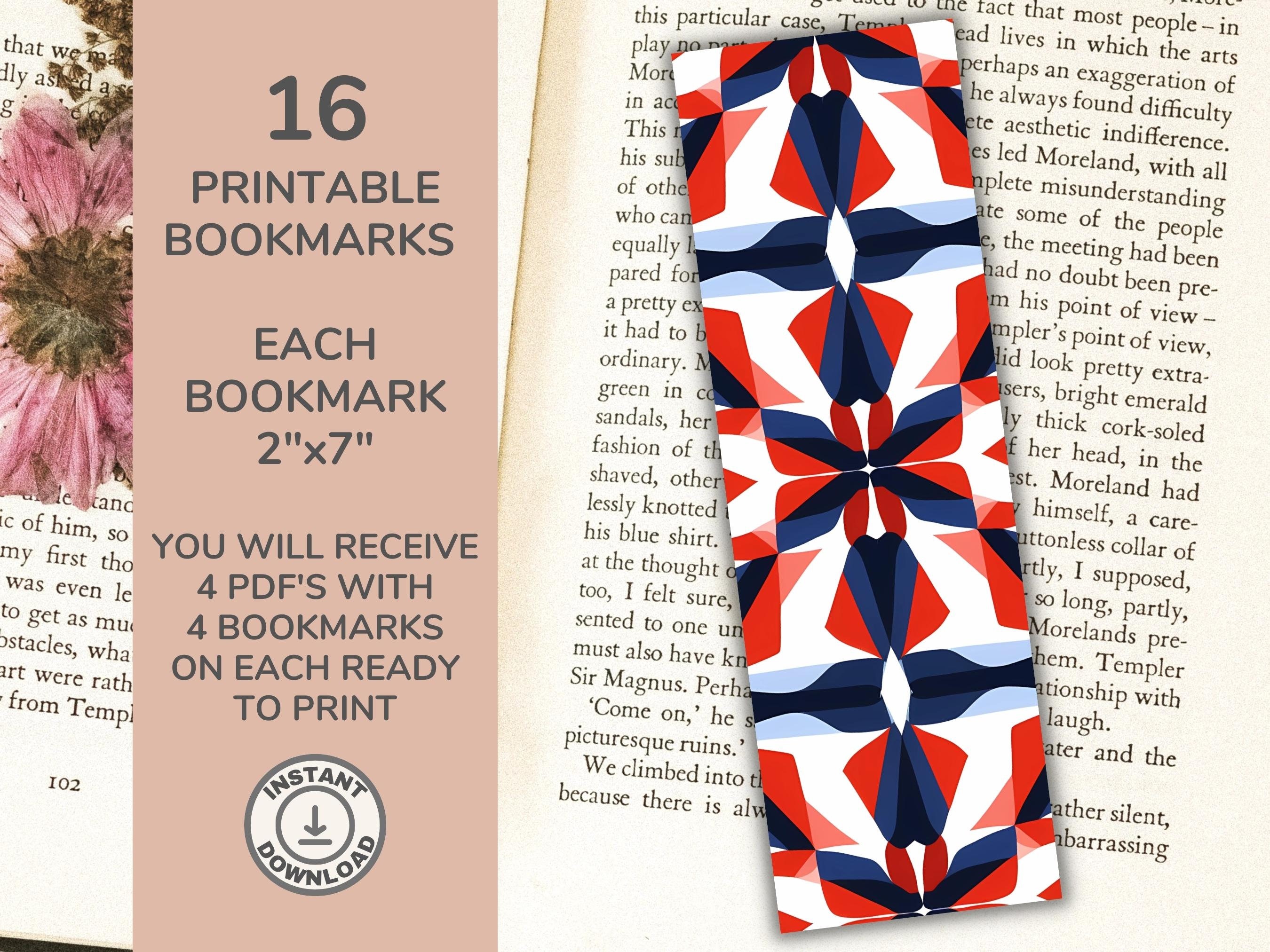 Printable 4th of July Bookmarks. Watercolor Red, White and Blue ...