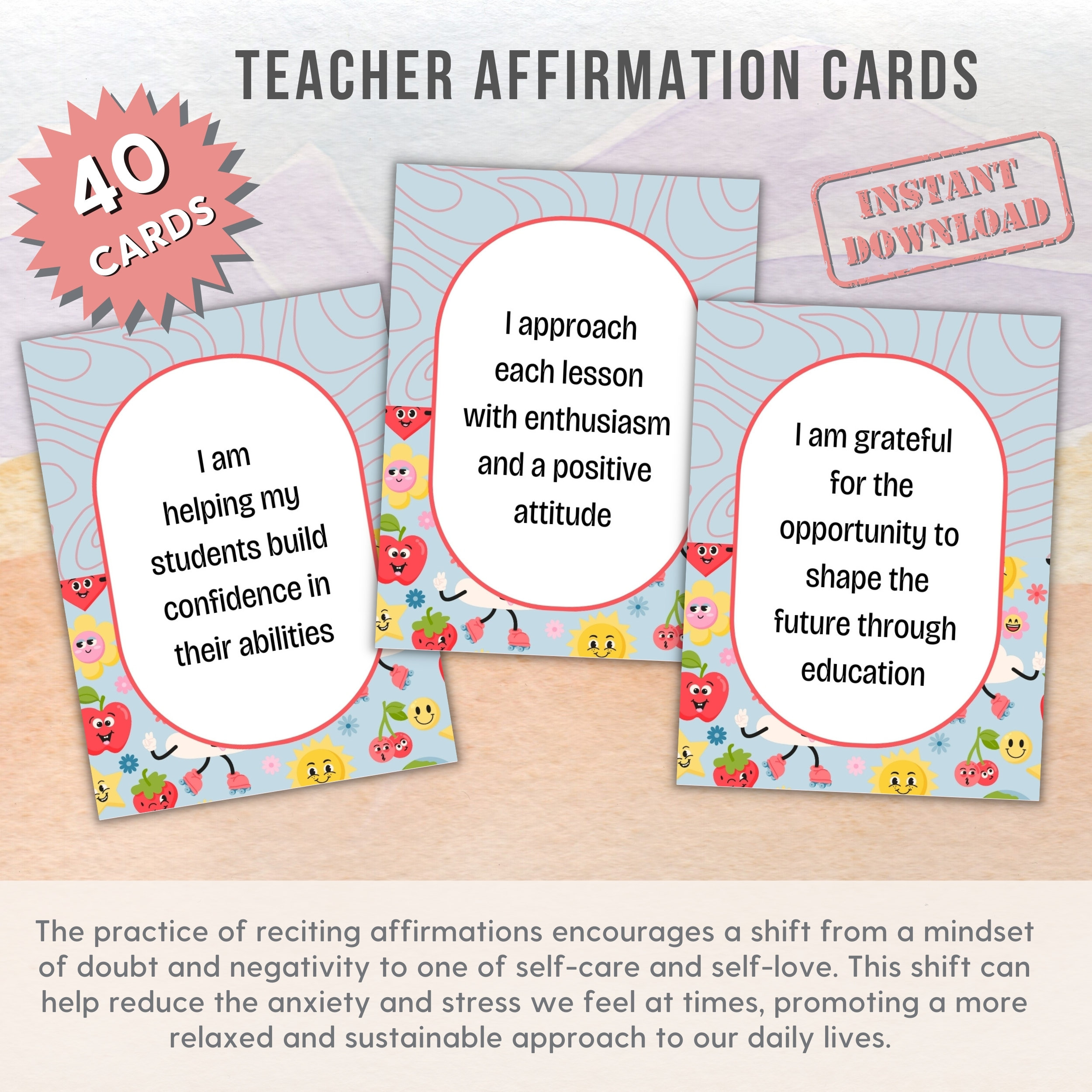 Teacher Affirmation Cards Printable. Perfect Gift for Teacher 40 ...