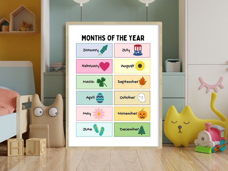 Months of the Year Classroom Sign. Educational Wall Art. - Etsy