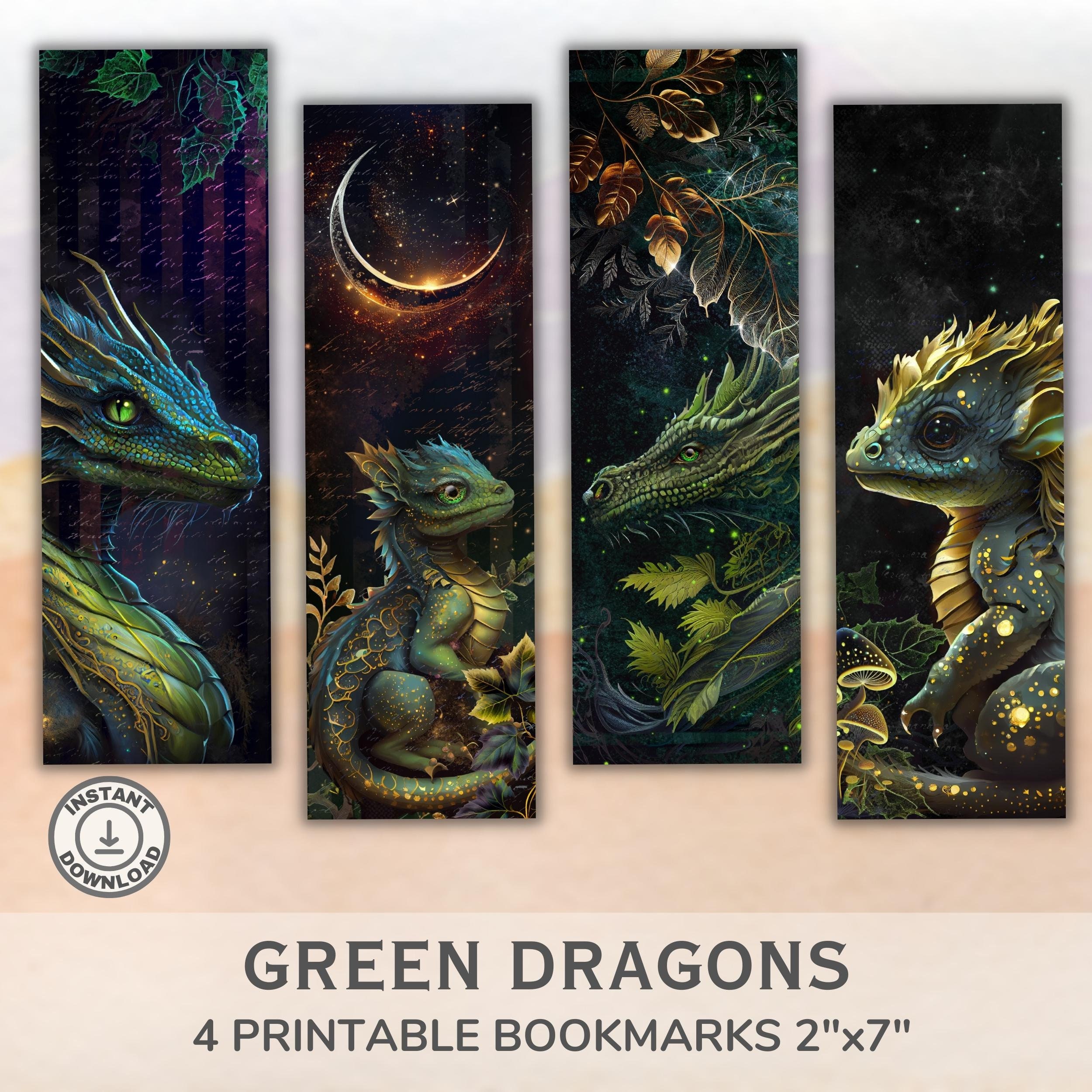 Dragon Printable Bookmarks Set of 4. Printable Dragon Bookmarks ...