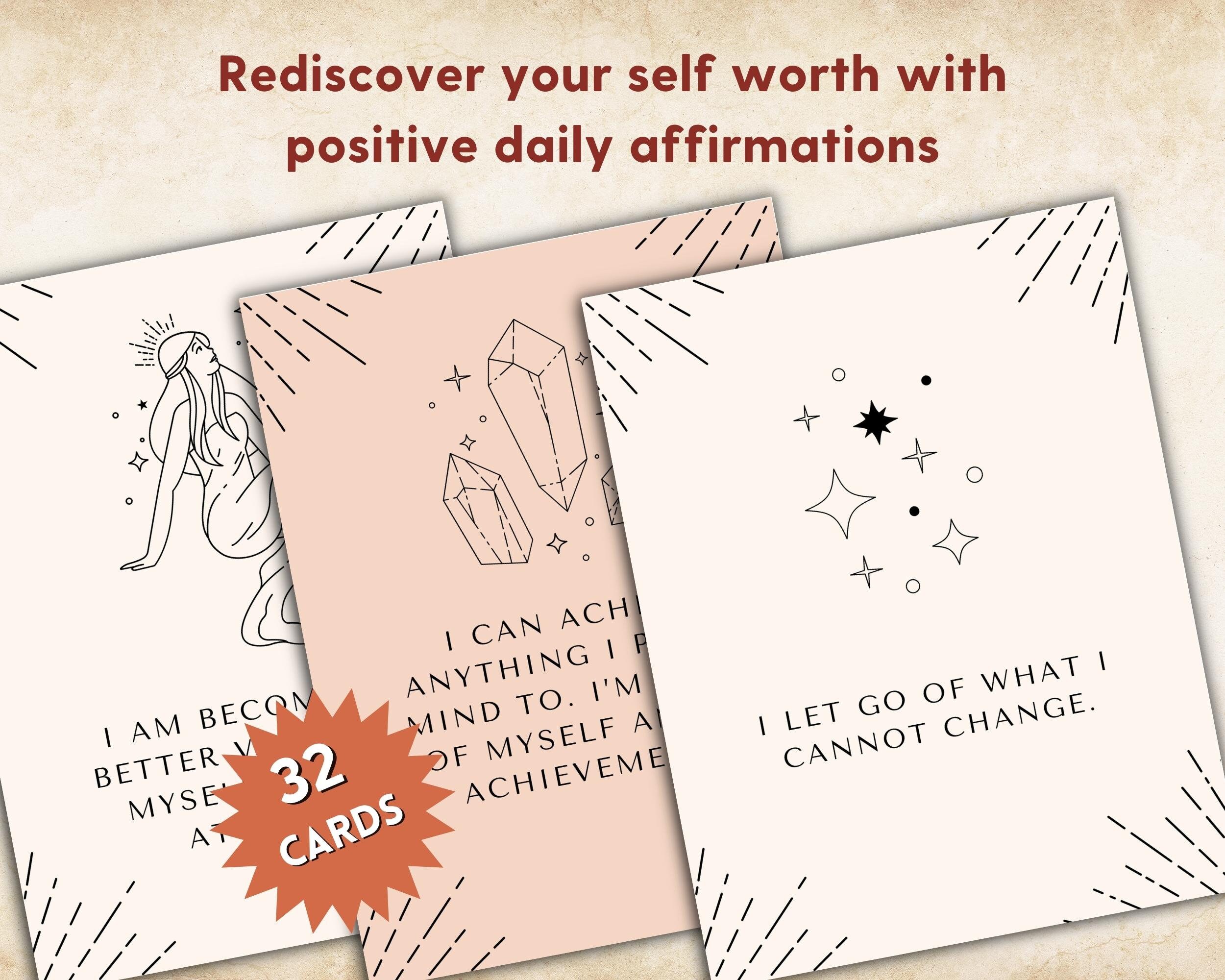 Self Worth Affirmation Cards. Wellness, Self Love and Self Confidence ...