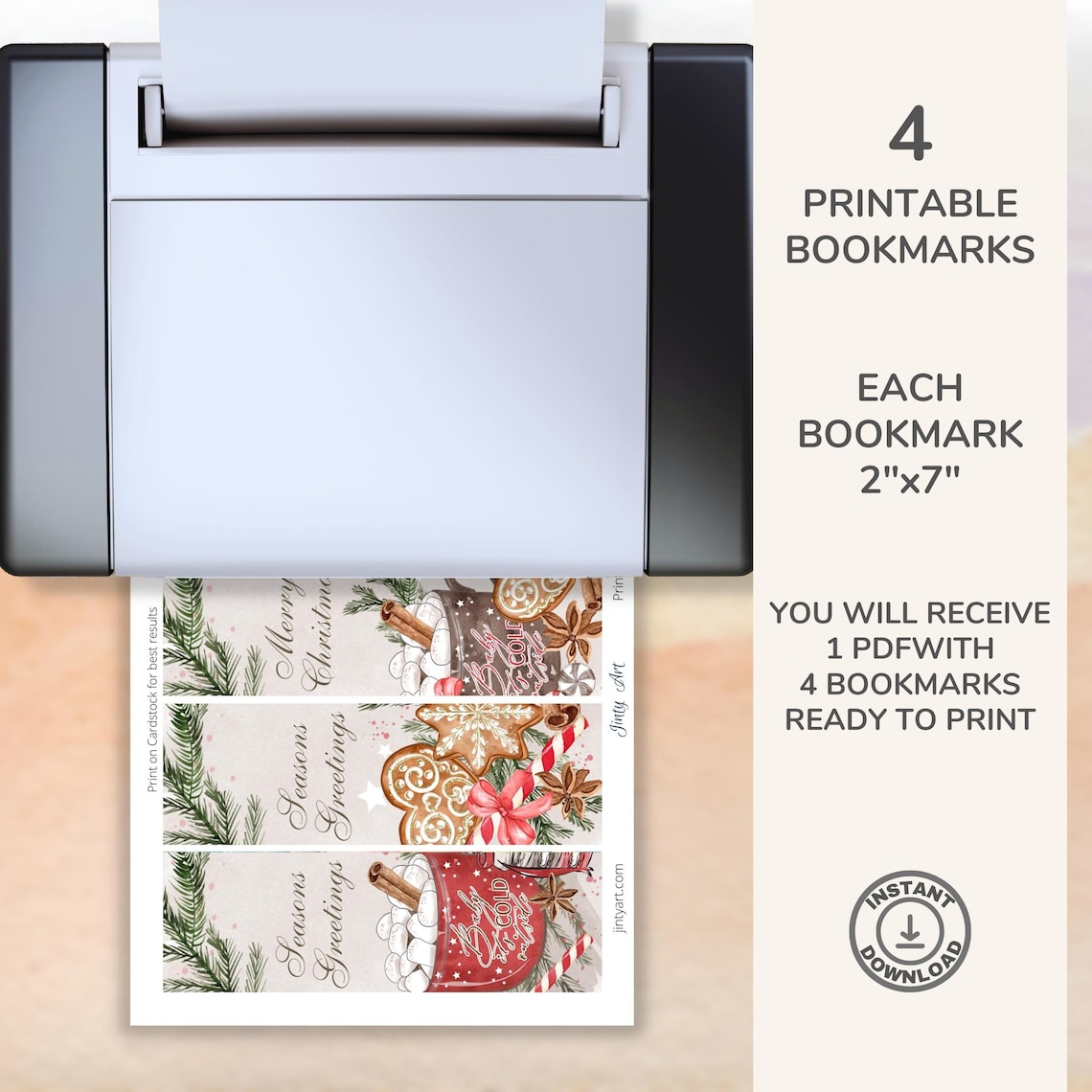 Christmas Printable Bookmarks Set of 4. Printable Christmas Bookmarks ...