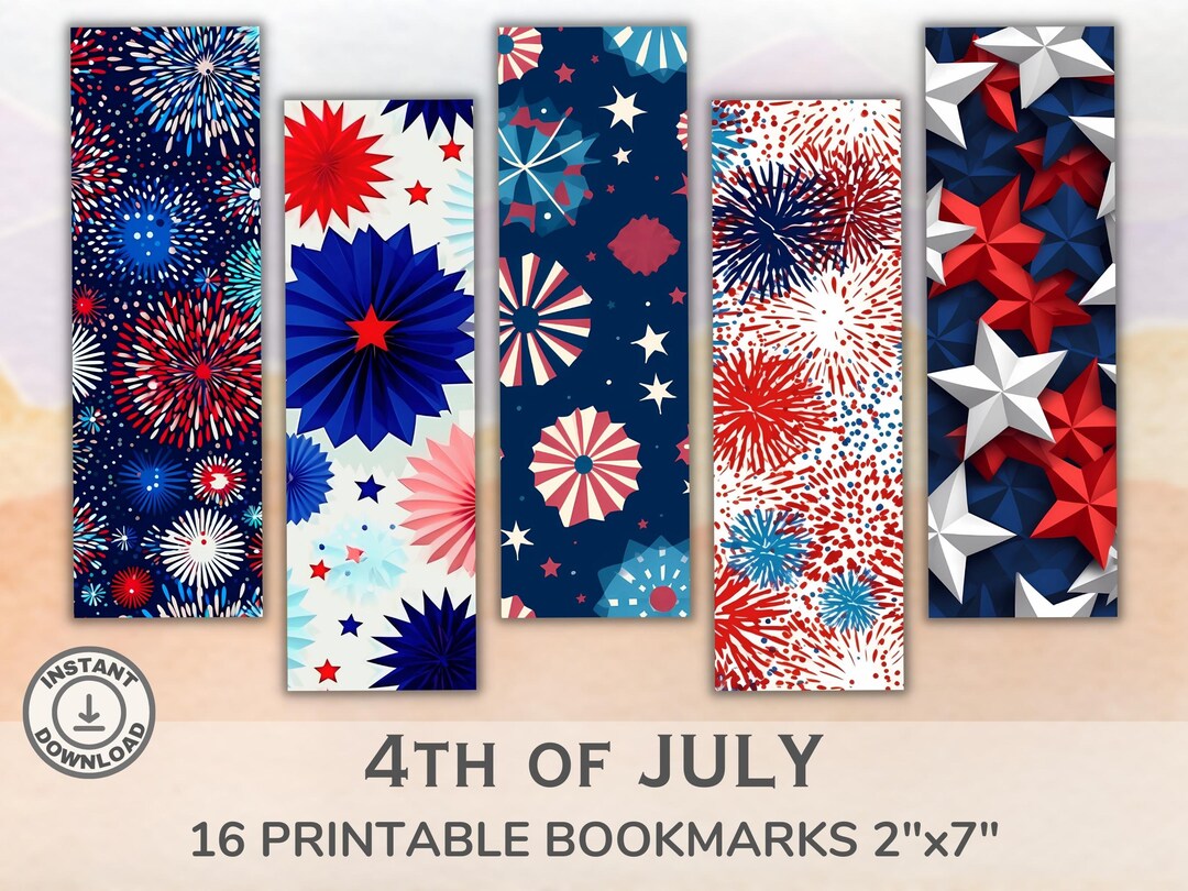 Printable 4th of July Bookmarks. Watercolor Red, White and Blue ...