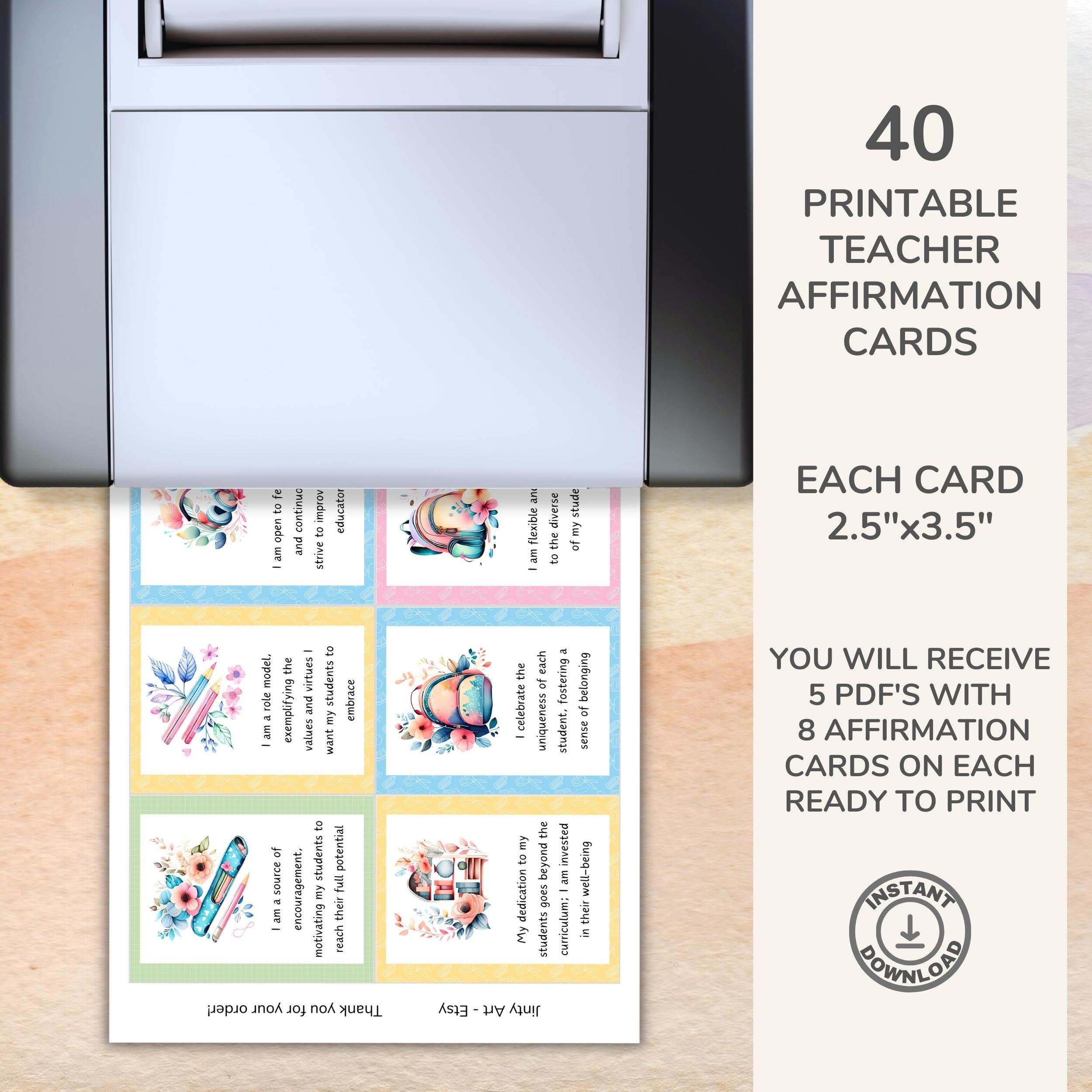 Teacher Affirmation Cards Printable. Perfect Gift for Teacher 40 ...