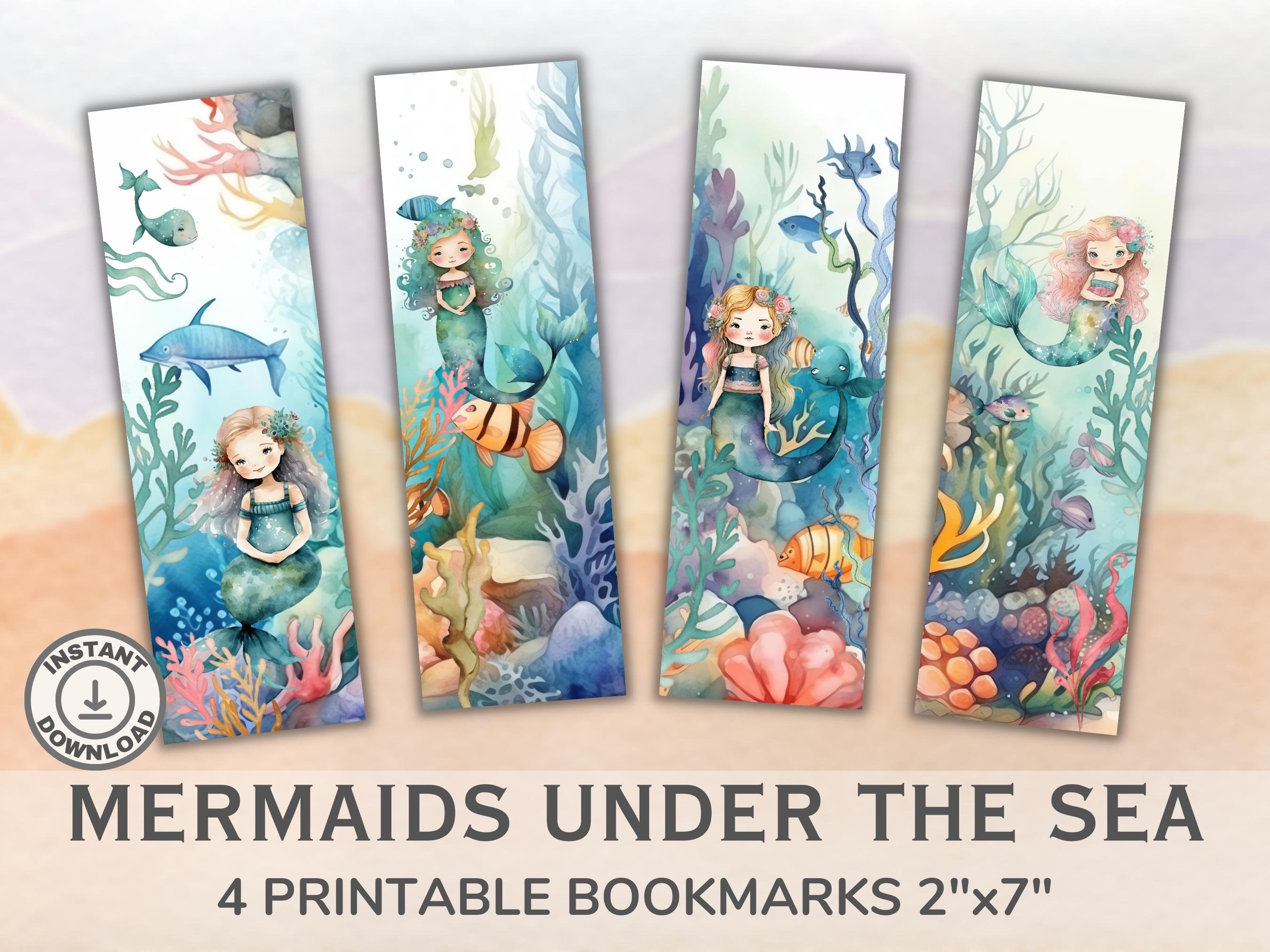 Mermaid Printable Bookmarks Set of 4. Printable Mermaid and Under the ...