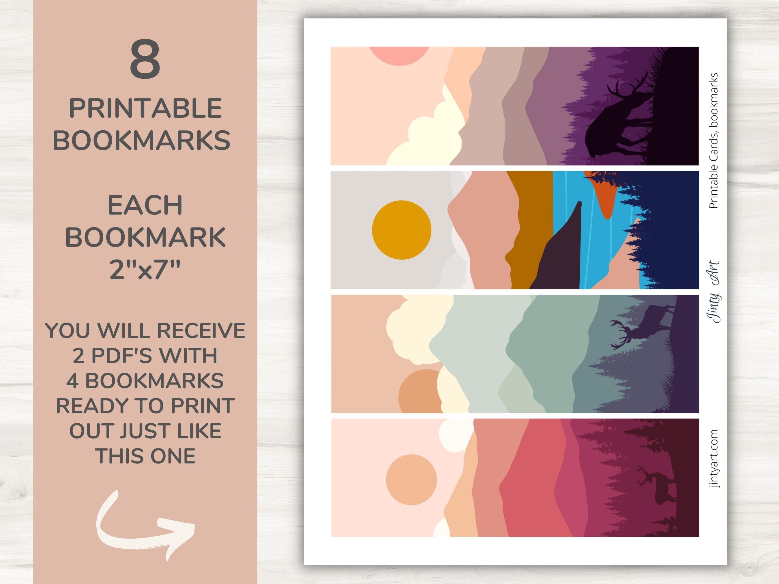 Printable BOHO Retro Landscape Bookmarks. Watercolor Lakes - Etsy