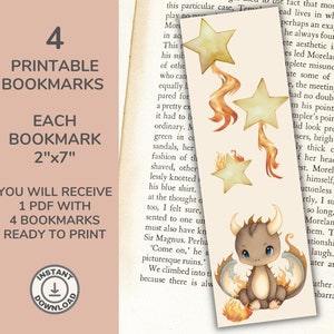 Baby Dragon Printable Bookmarks Set of 4. Printable Cute Baby Dragon ...