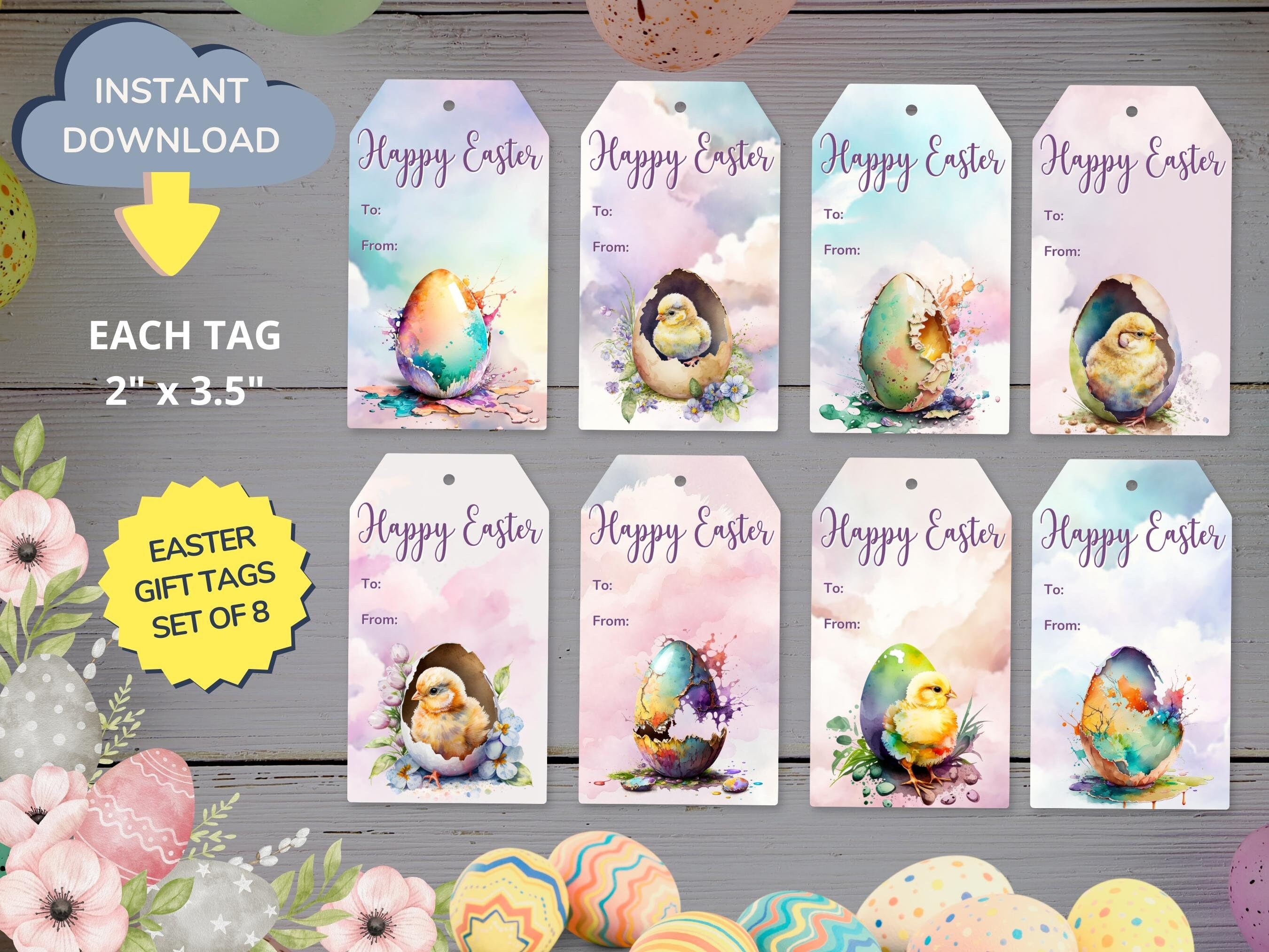 Easter Printable Gift Tags. School Gift Tag. Set of 8 Easter Tags for ...