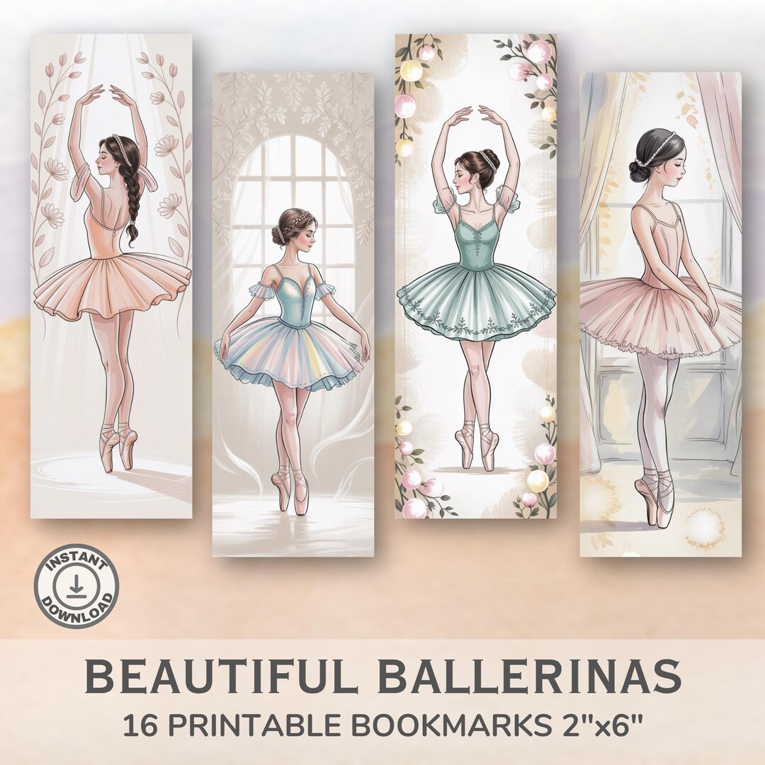 Ballerina Bookmarks: Pastel Tutu Dancers, Set of 16 (digital Download ...