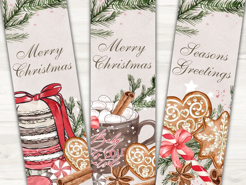 Christmas Printable Bookmarks Set of 4. Printable Christmas - Etsy