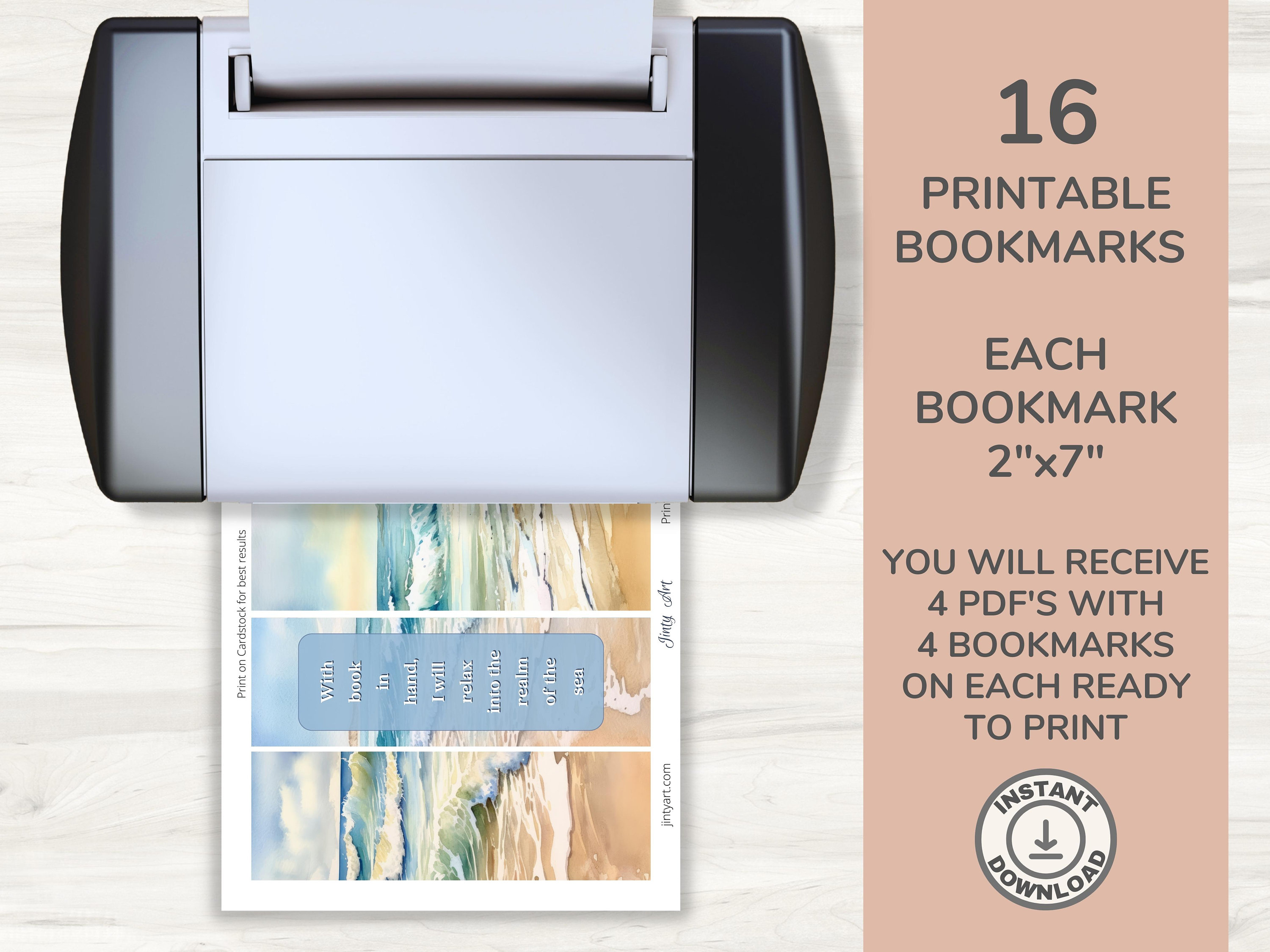 Printable Beach Bookmarks. Watercolor Quotes, Sand, Sea and Waves ...