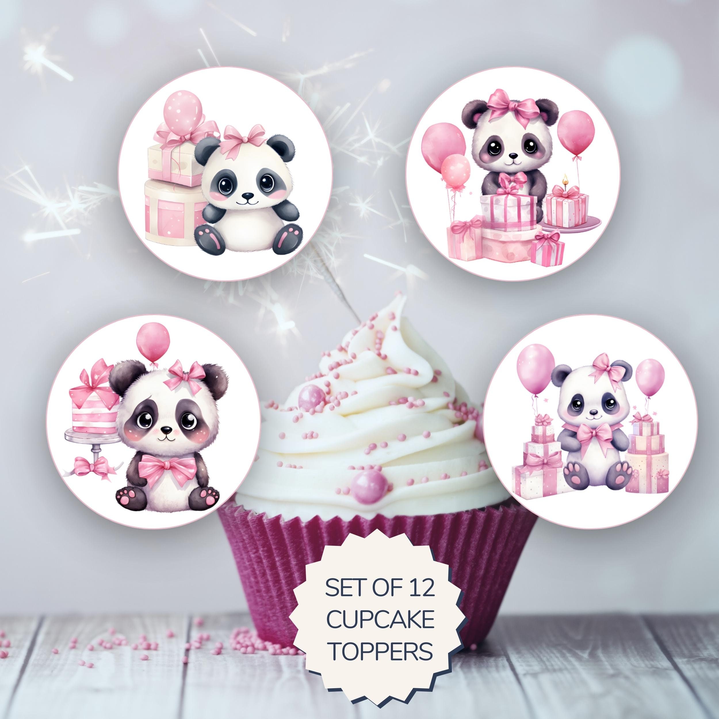 Printable Pink Panda Cupcake Toppers. Set of 12 Fun Designs. - Etsy