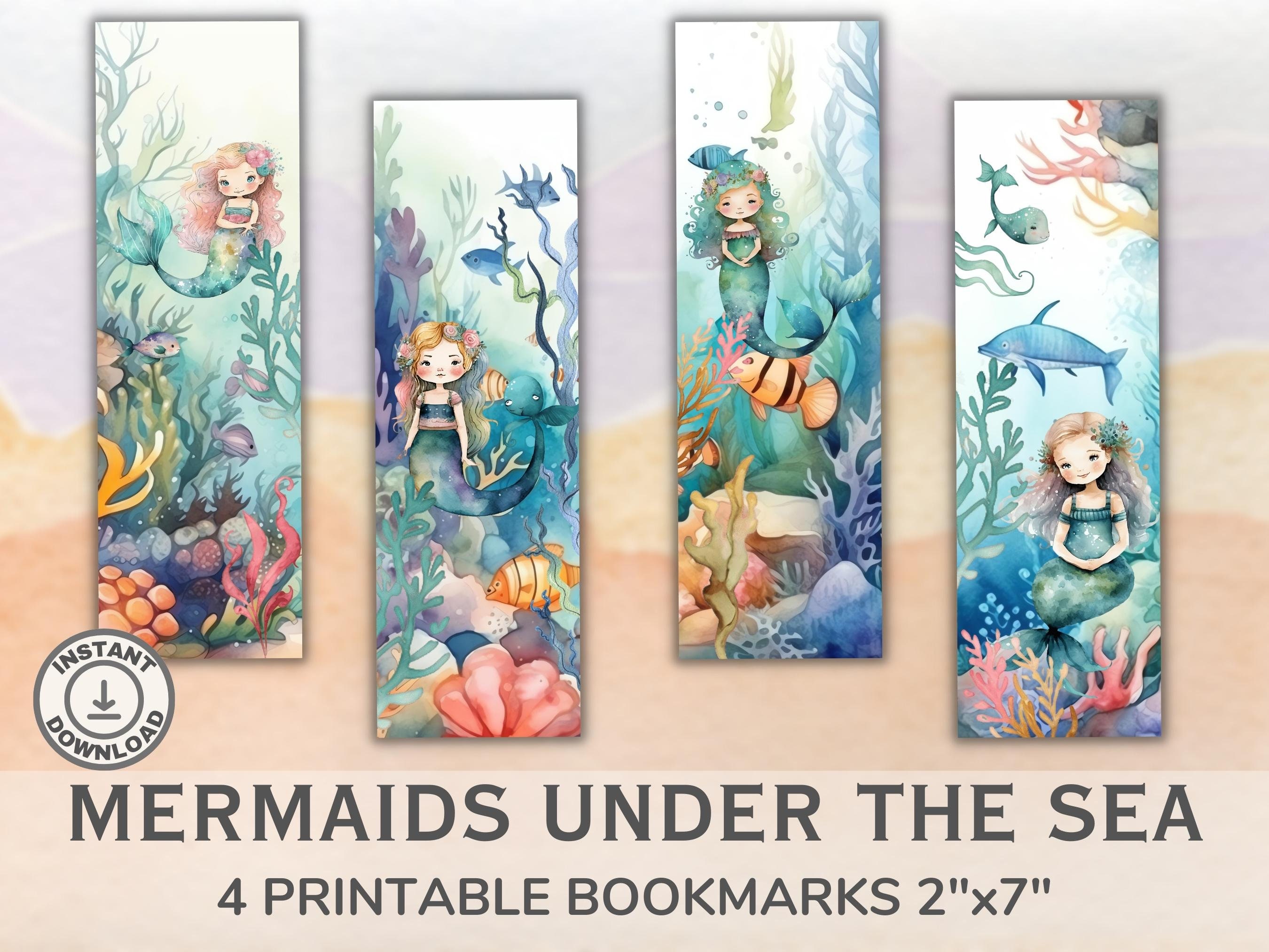 Mermaid Printable Bookmarks Set of 4. Printable Mermaid and Under the ...