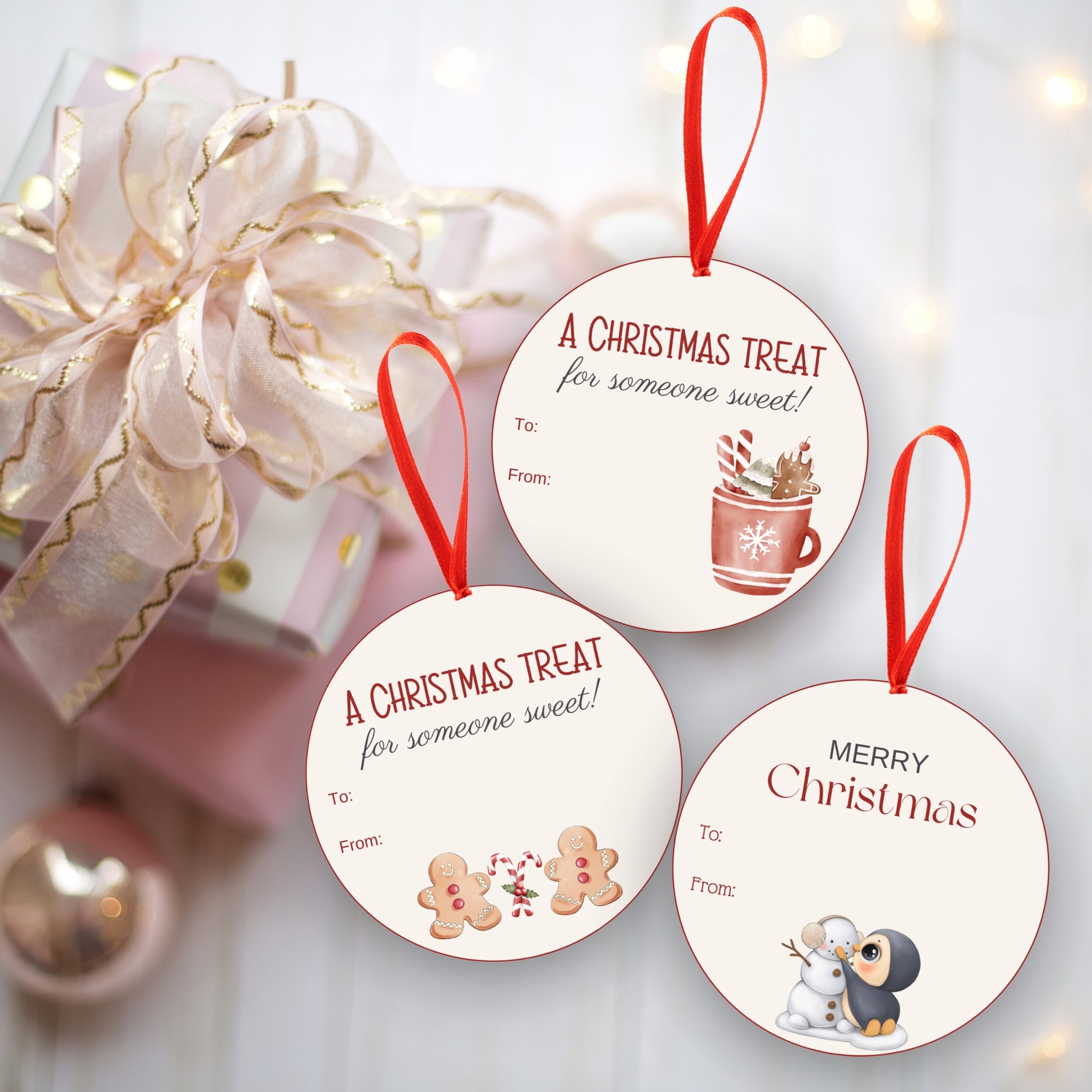 Printable Christmas Gift Tags Round. Merry Christmas Gift Tag. - Etsy