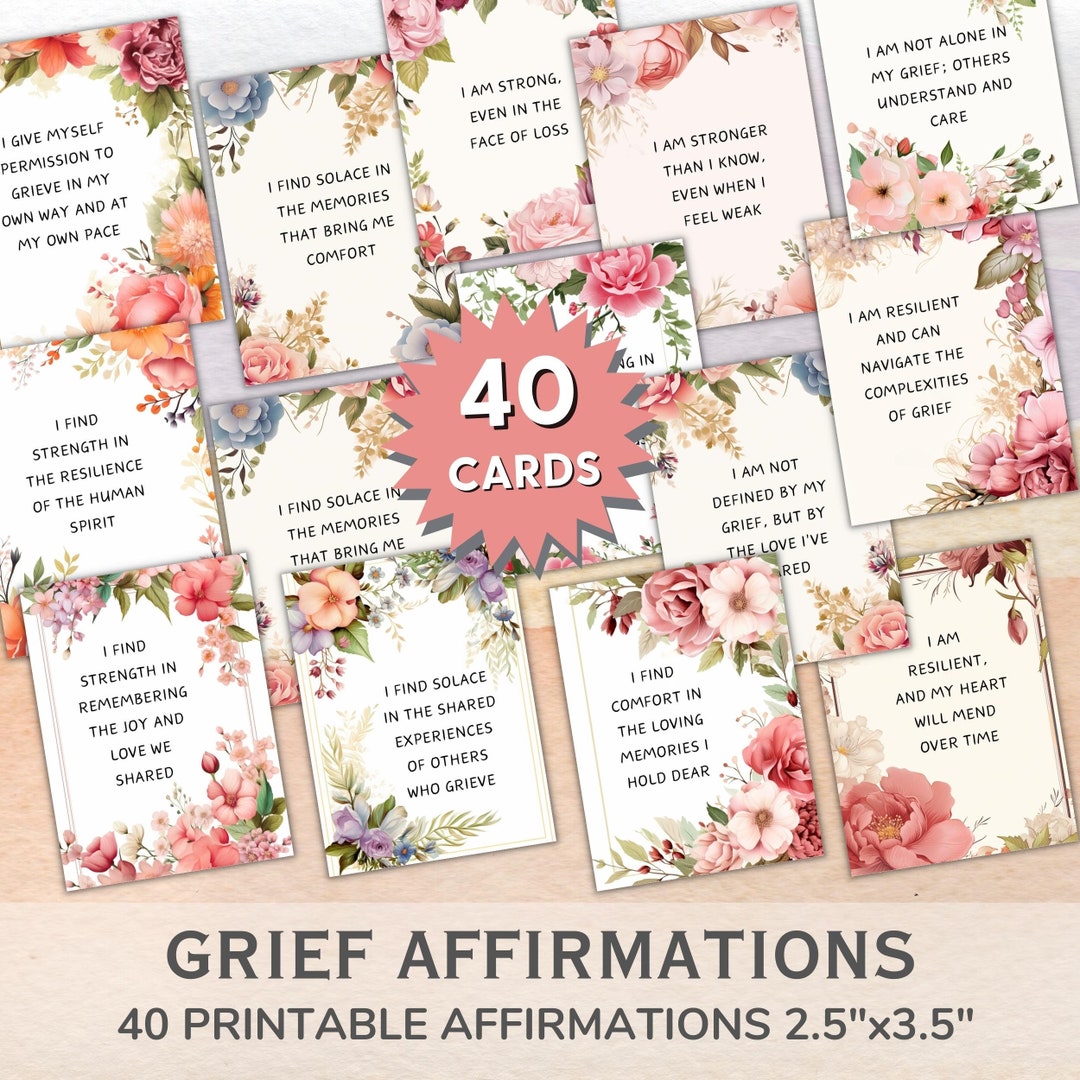 Grief Affirmation Cards Printable. Loss Affirmations Self - Etsy
