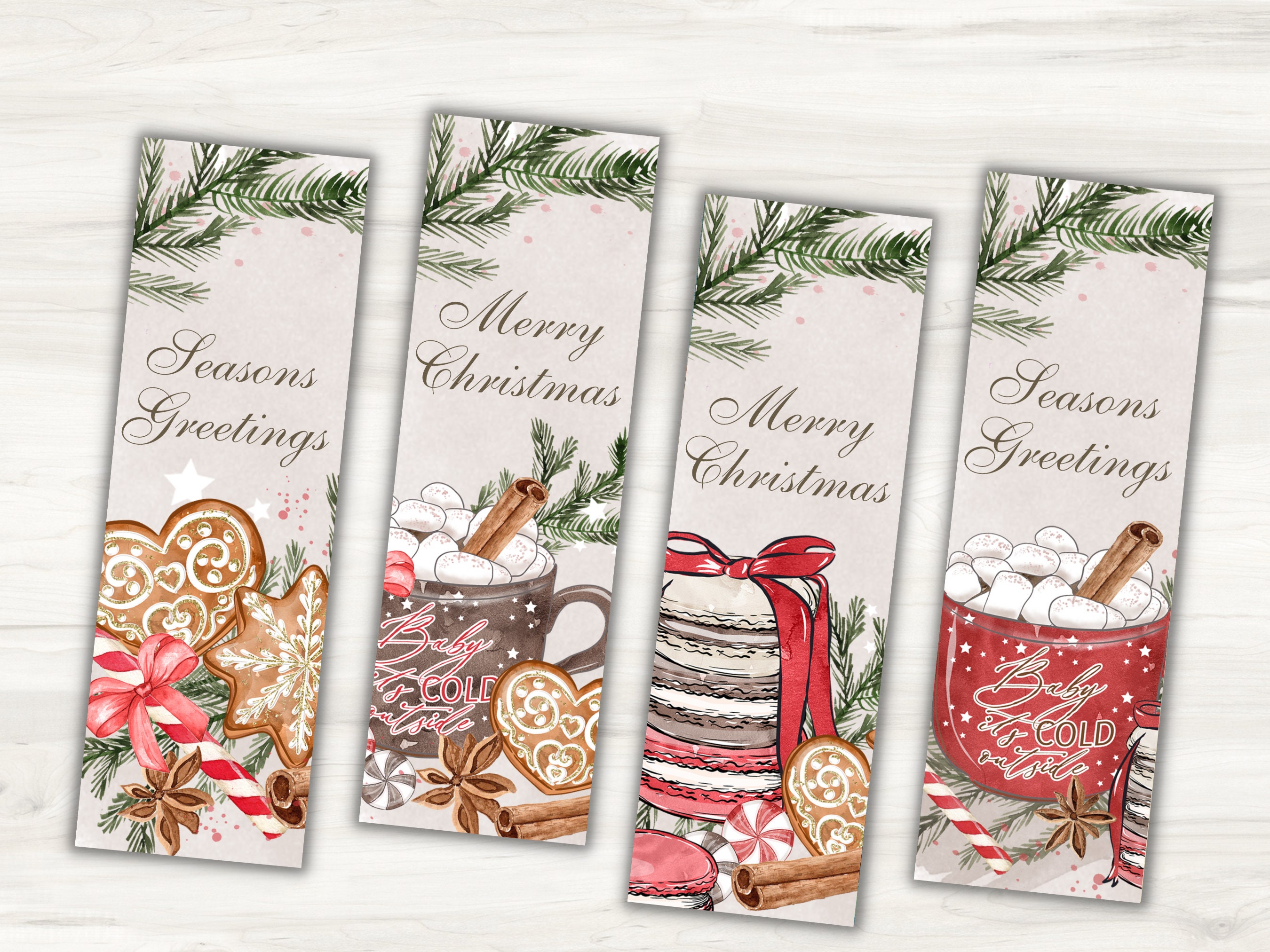 Christmas Printable Bookmarks Set of 4. Printable Christmas - Etsy