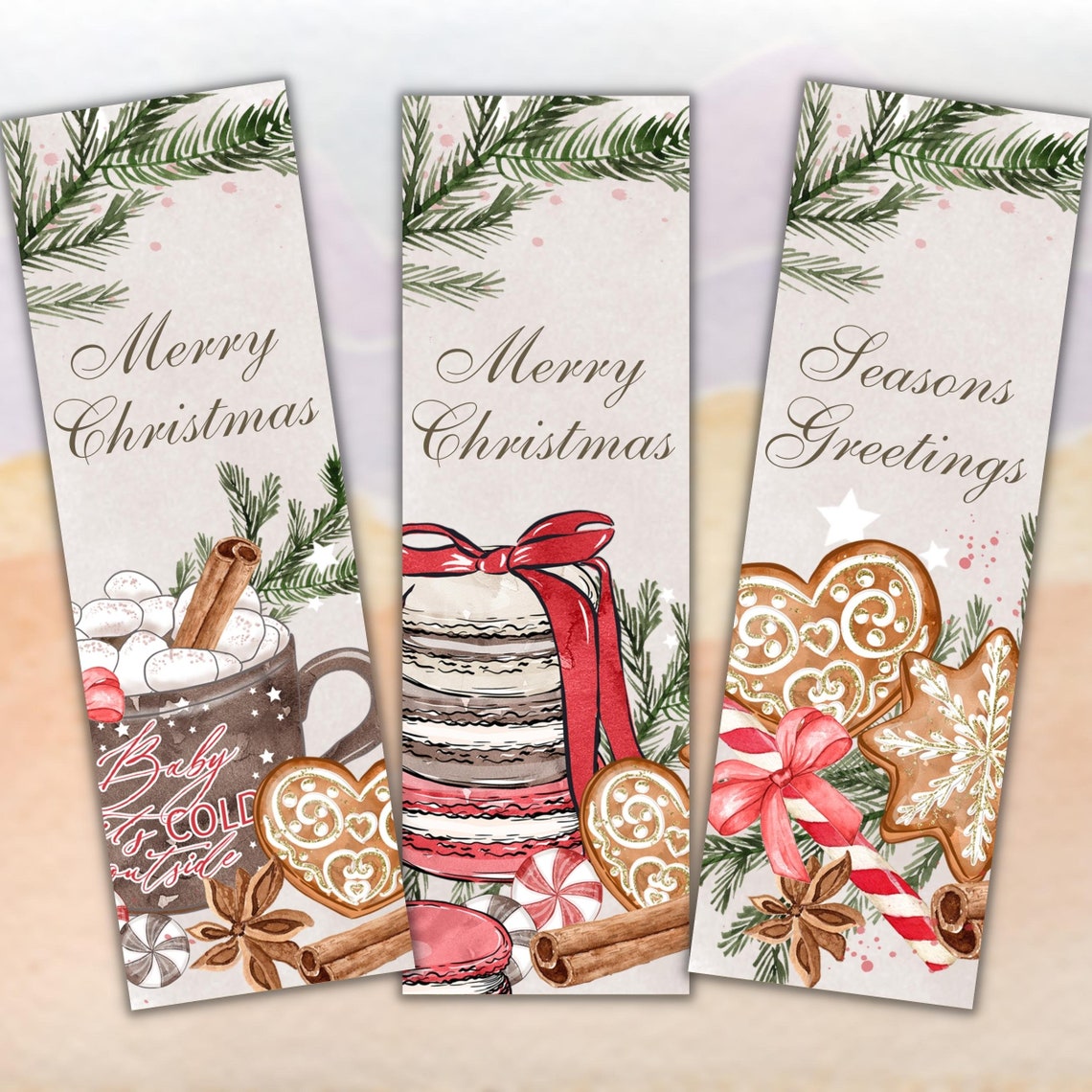 Christmas Printable Bookmarks Set of 4. Printable Christmas Bookmarks ...