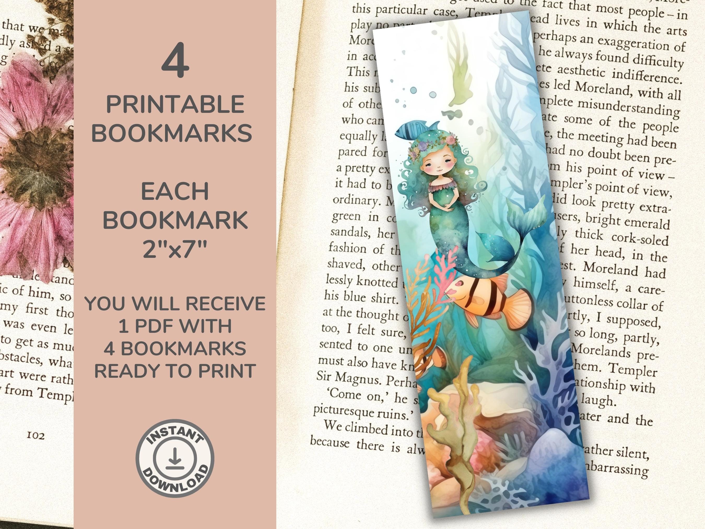 Mermaid Printable Bookmarks Set of 4. Printable Mermaid and Under the ...