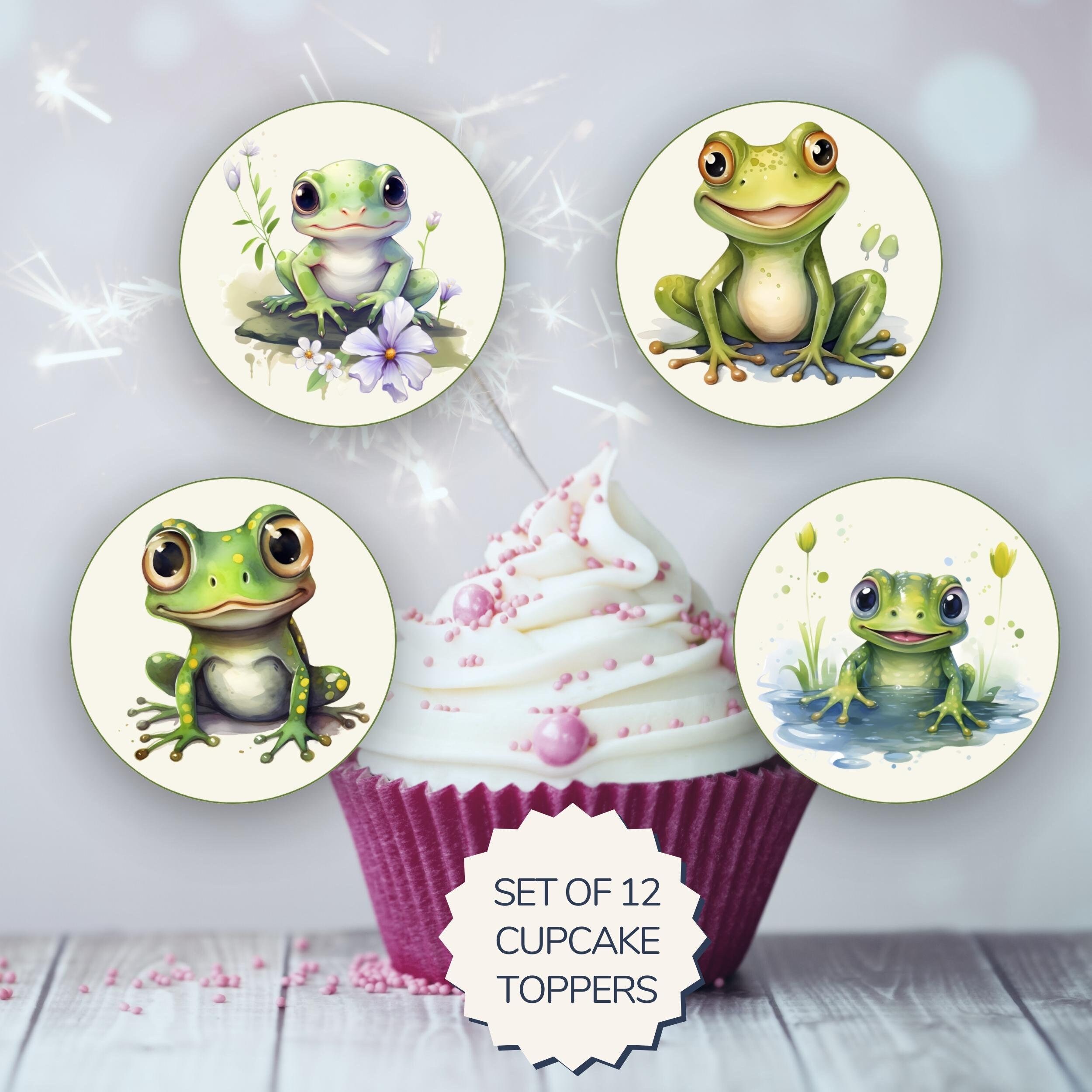 Printable Cute Frogs Cupcake Toppers. Set of 12 Fun Designs. Perfect ...