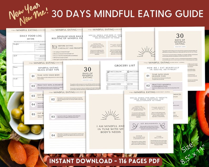 Mindful Eating Guide and Workbook. Restore Your Relationship - Etsy