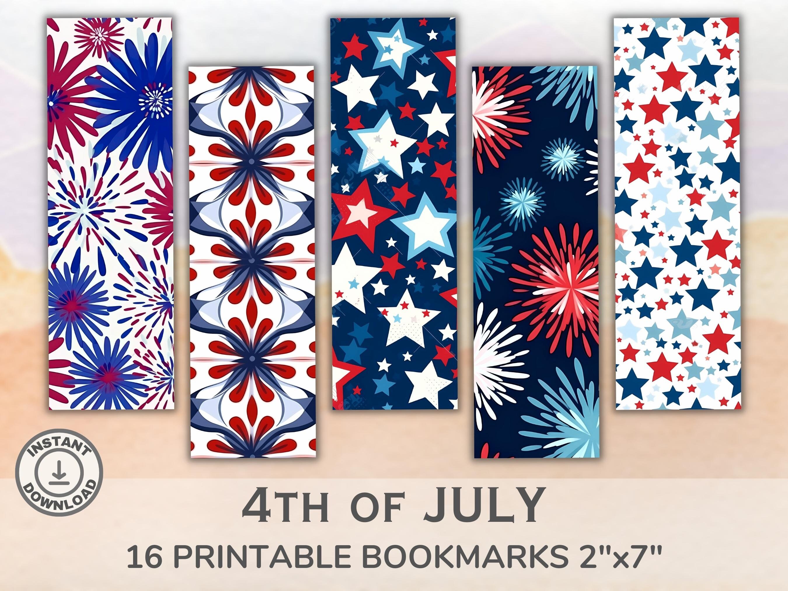 Printable 4th of July Bookmarks. Watercolor Red, White and Blue ...