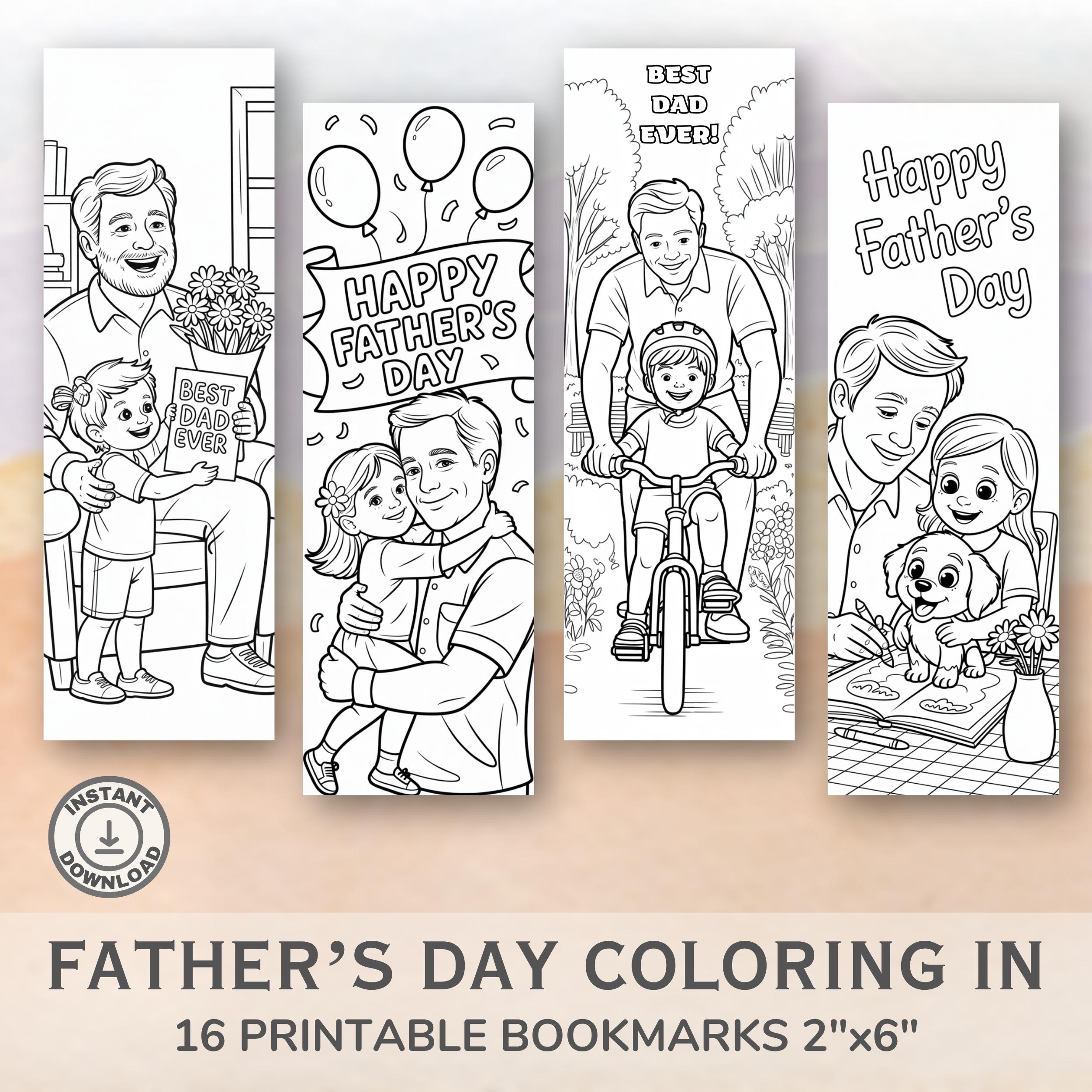 Father's Day Coloring Bookmarks: Kids' Gift, Classroom Project (digital ...