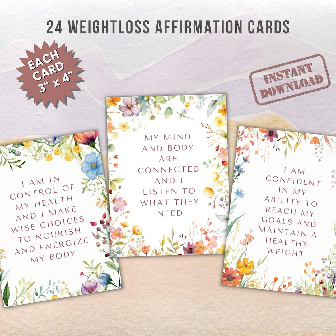 Weight Loss Affirmation Cards: Self-love & Confidence (digital Download ...