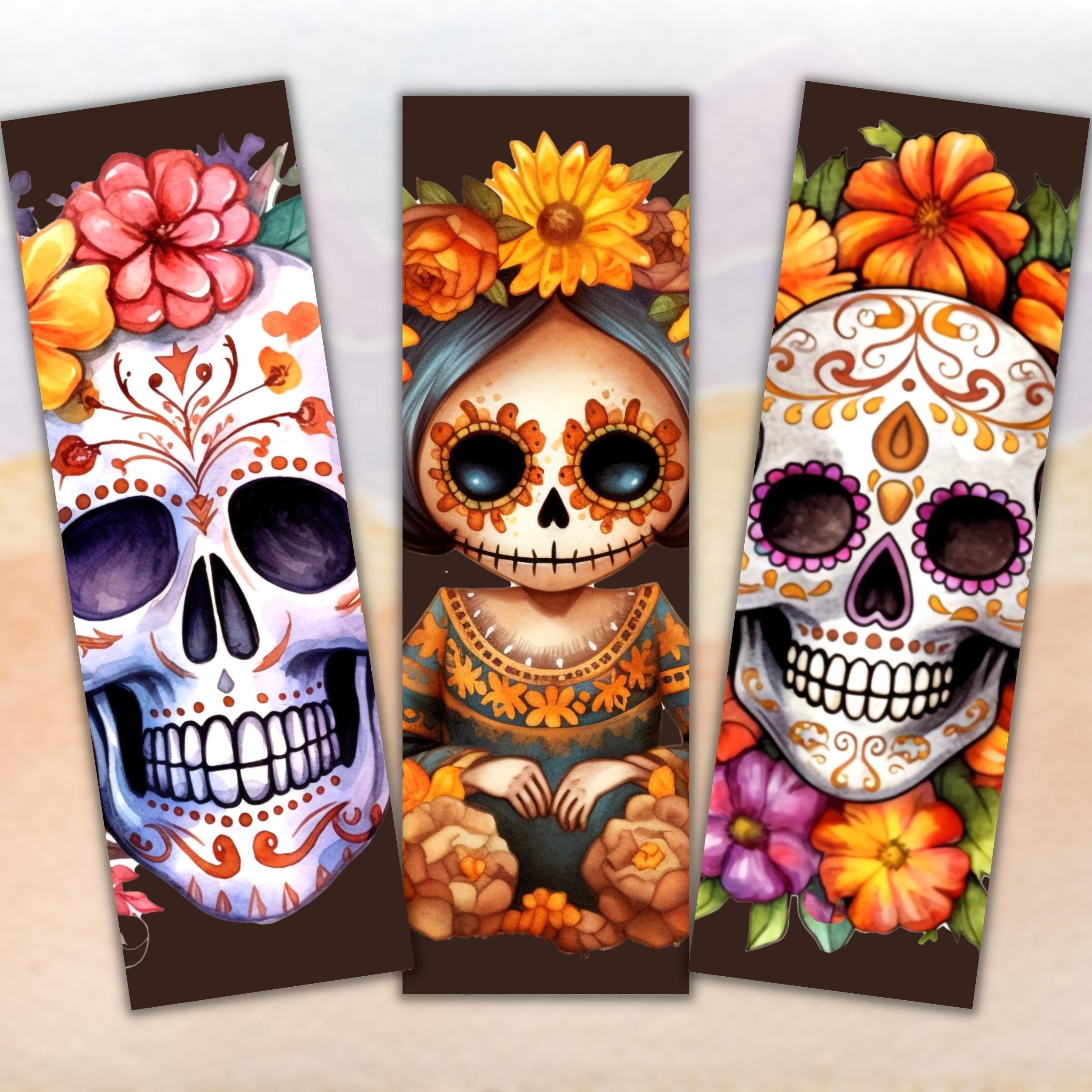 Printable Day of the Dead Bookmarks. Perfect for Spooky and - Etsy