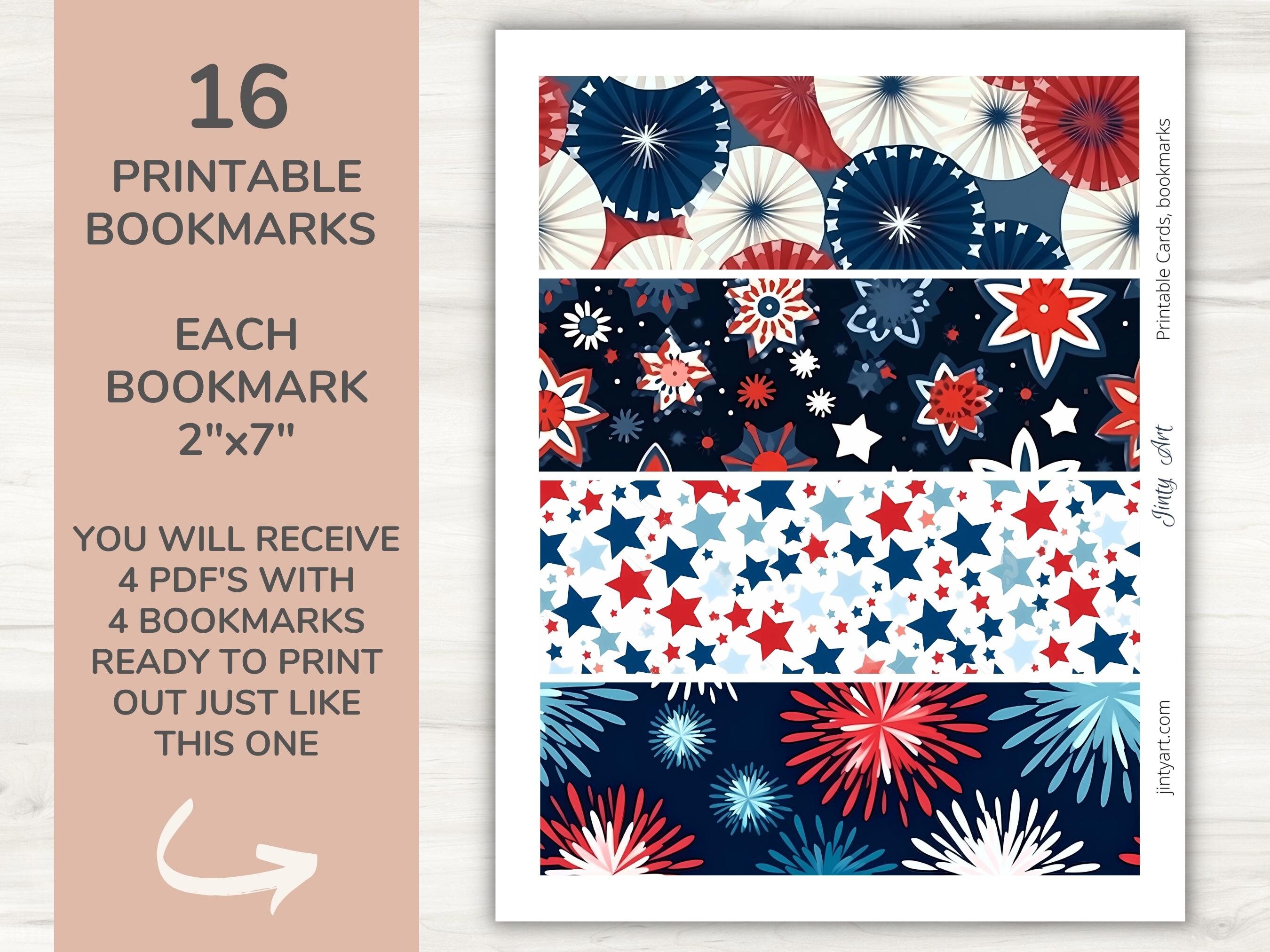 Printable 4th of July Bookmarks. Watercolor Red, White and Blue ...