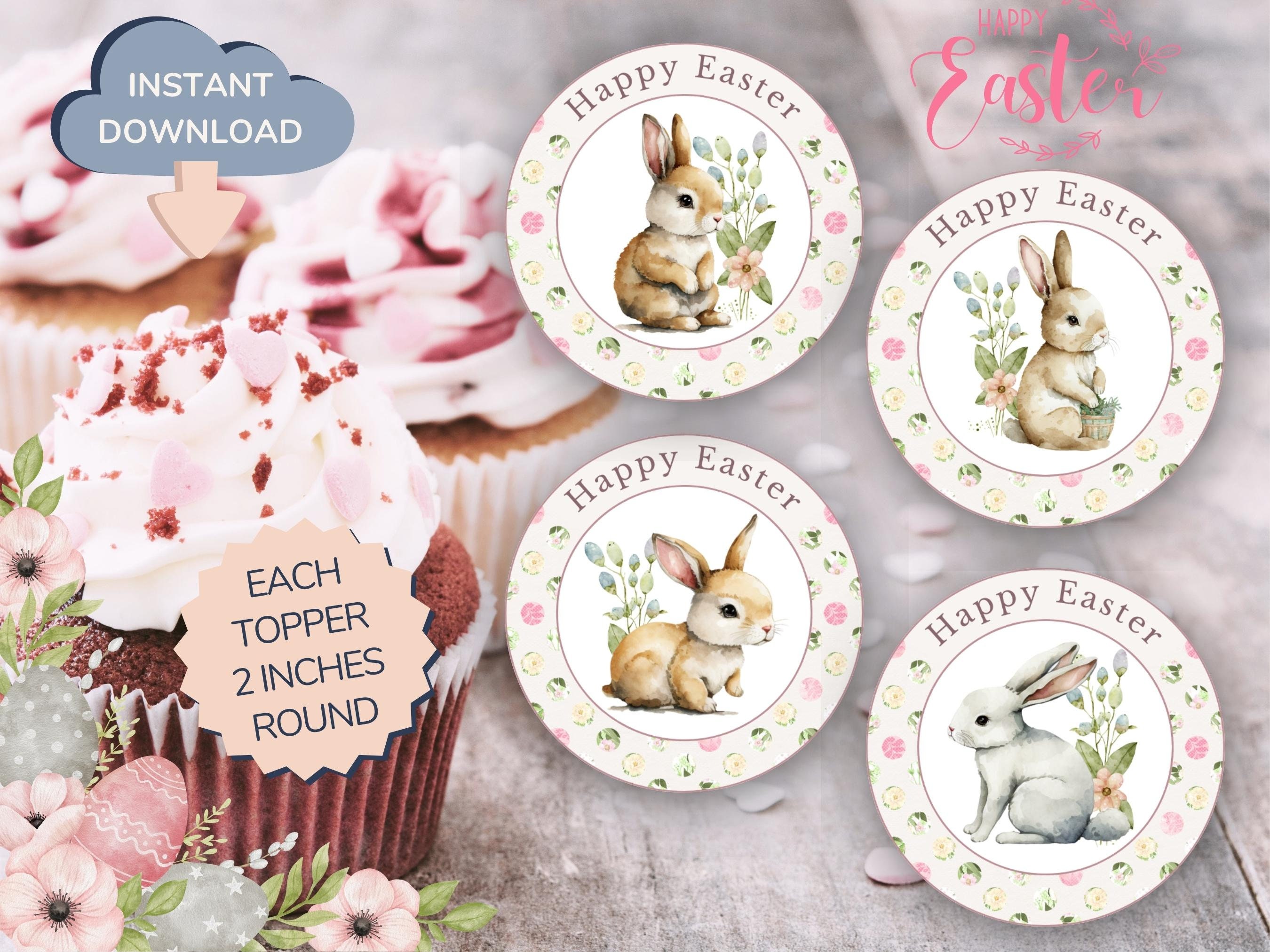 Easter Cupcake Toppers Printable Easter Party Gift Tags - Etsy