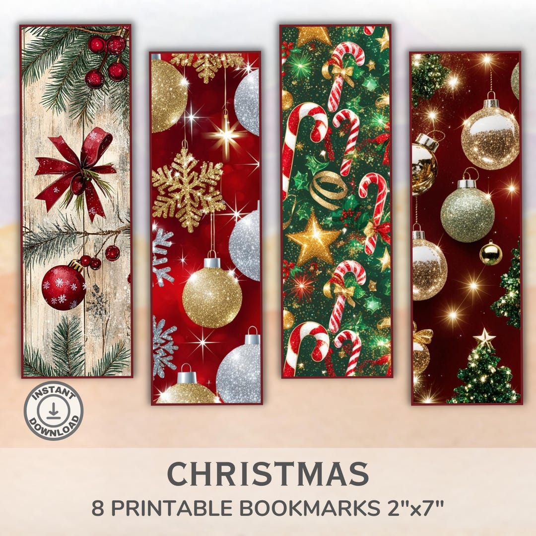 Christmas Printable Bookmarks Set of 8. Christmas Bookmarks. Great ...