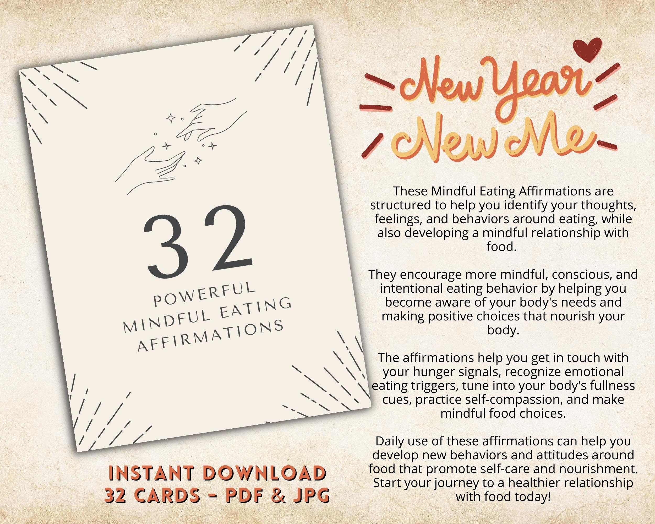 Mindful Eating Affirmation Cards. Restore Your Relationship With Food ...