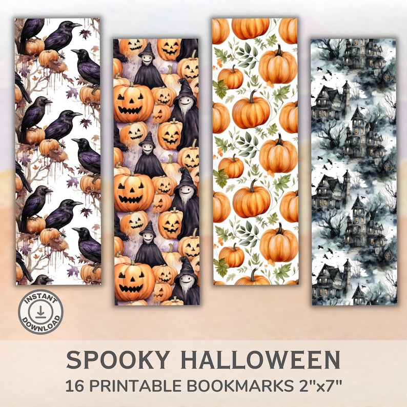 Printable Spooky Halloween Bookmarks. Perfect as a Spooky and - Etsy
