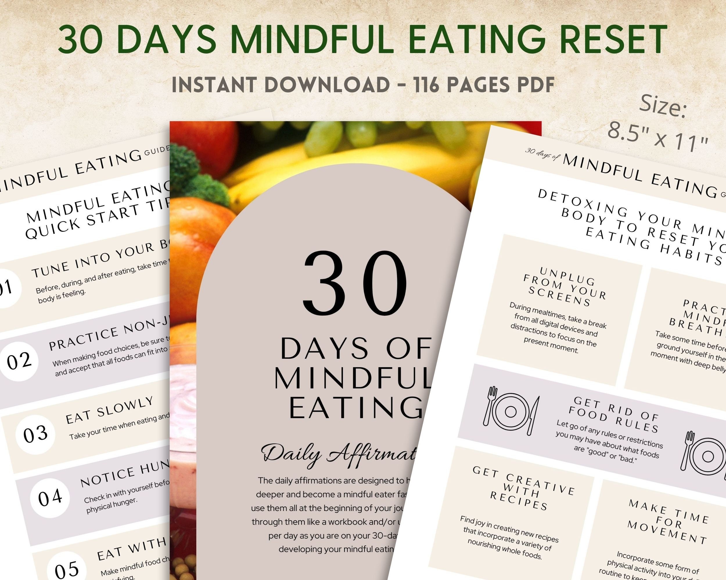 Mindful Eating Guide and Workbook. Restore Your Relationship - Etsy