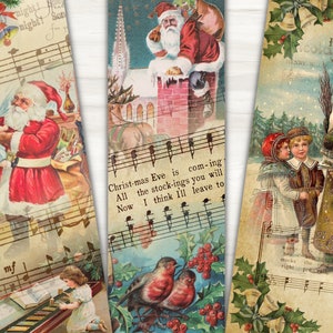 Christmas Printable Bookmarks Set of 4. Printable Vintage Christmas ...