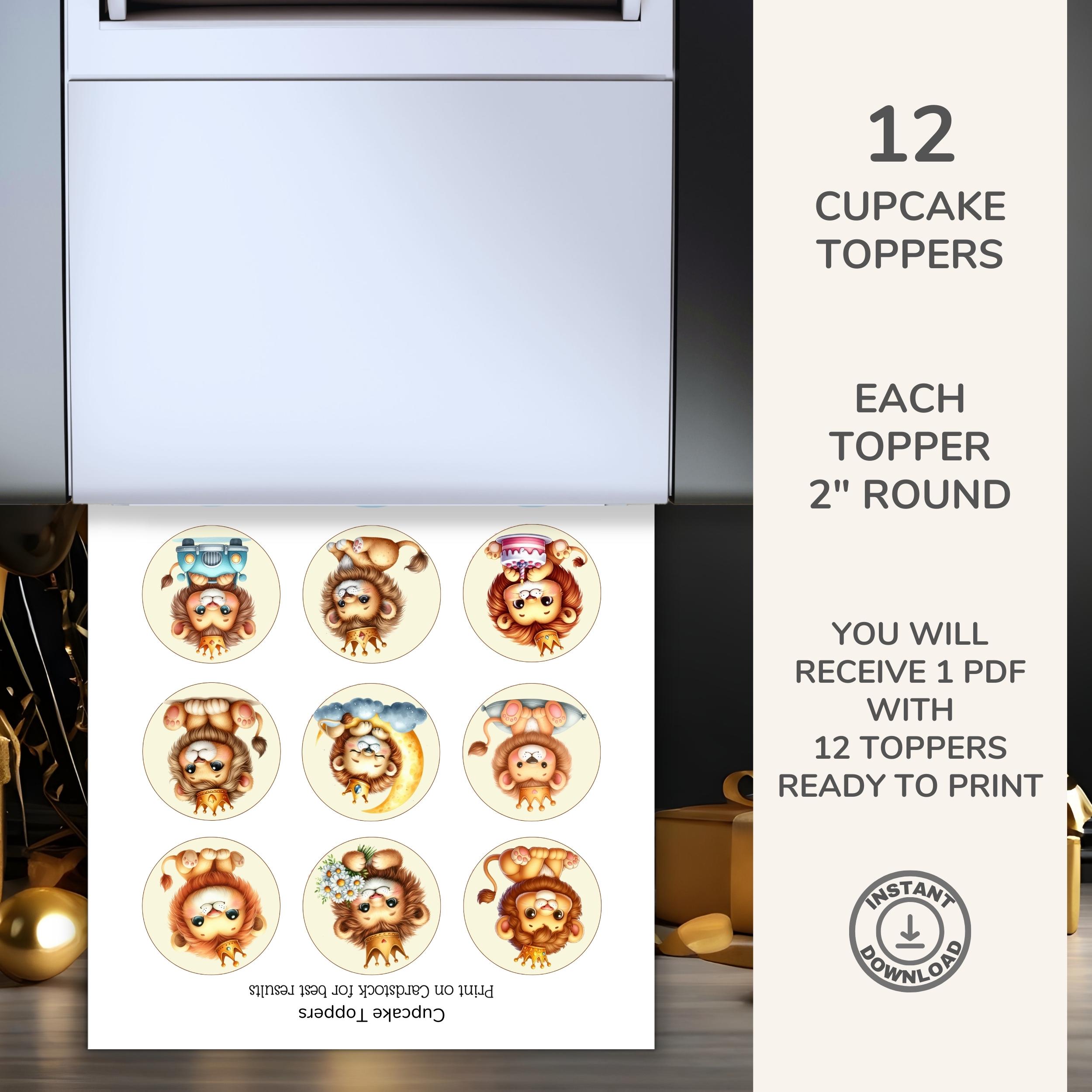 Printable Cute Lions Cupcake Toppers. Set of 12 Fun Designs. Perfect ...