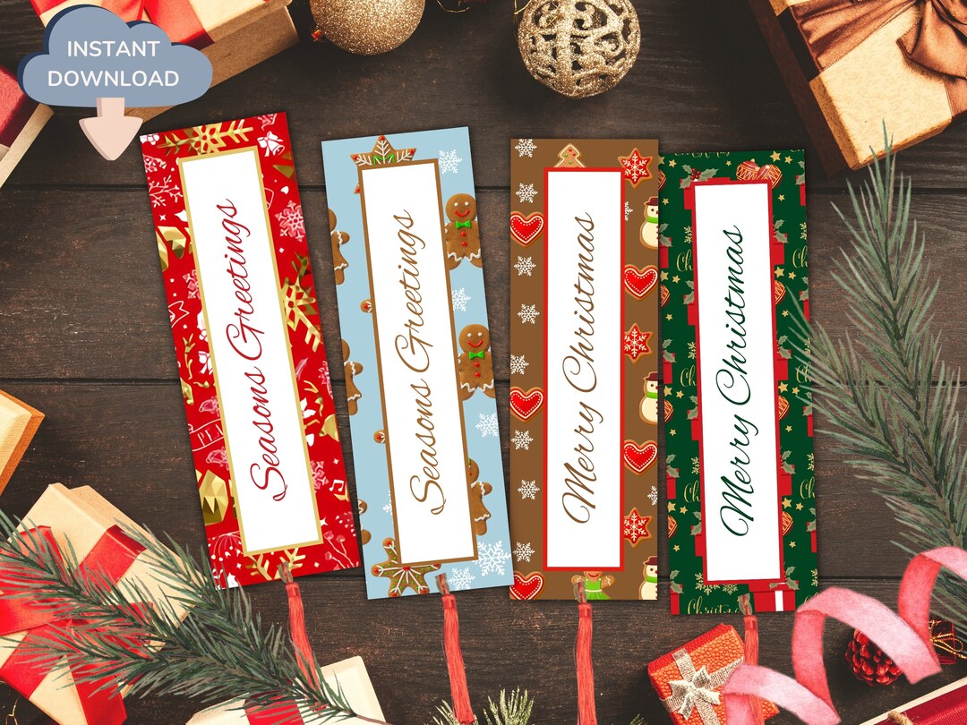 Christmas Printable Bookmarks Set of 4. Printable Christmas - Etsy