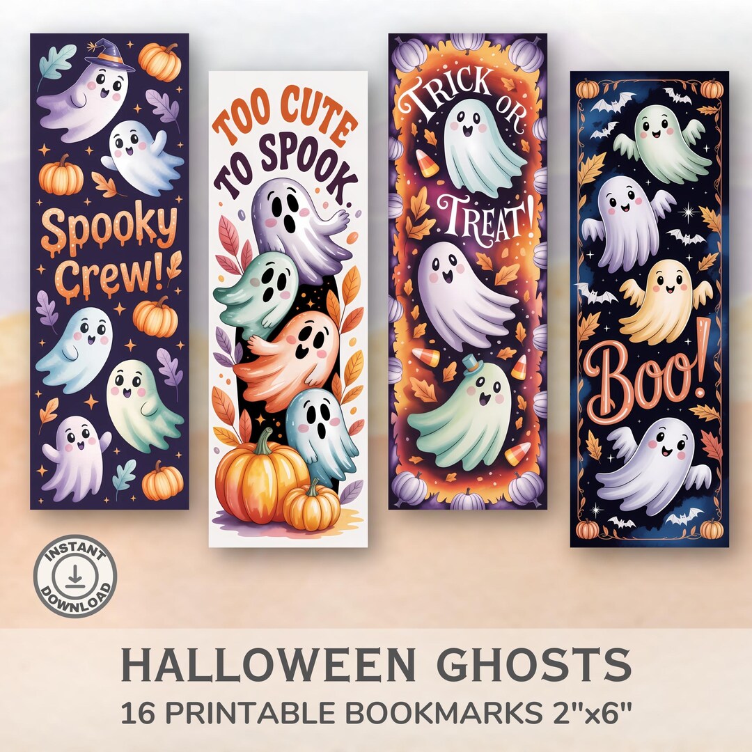 Halloween Ghosts Bookmarks: Spooky Reader Gift Bundle (digital Download ...