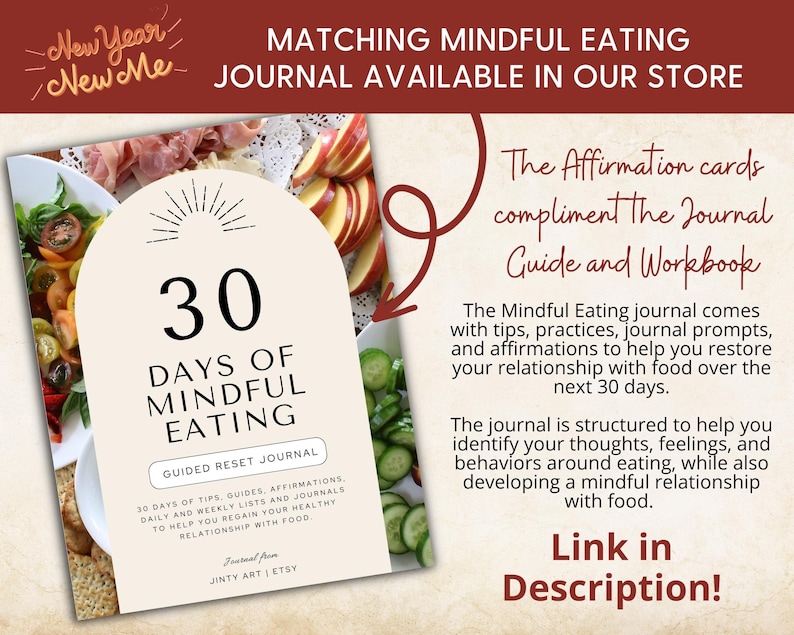 Mindful Eating Affirmation Cards: 32 Printable Cards (digital Download ...