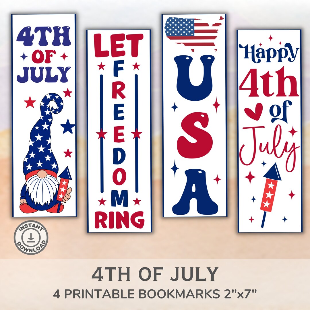 Printable 4th of July Bookmarks. Watercolor Red, White and Blue ...
