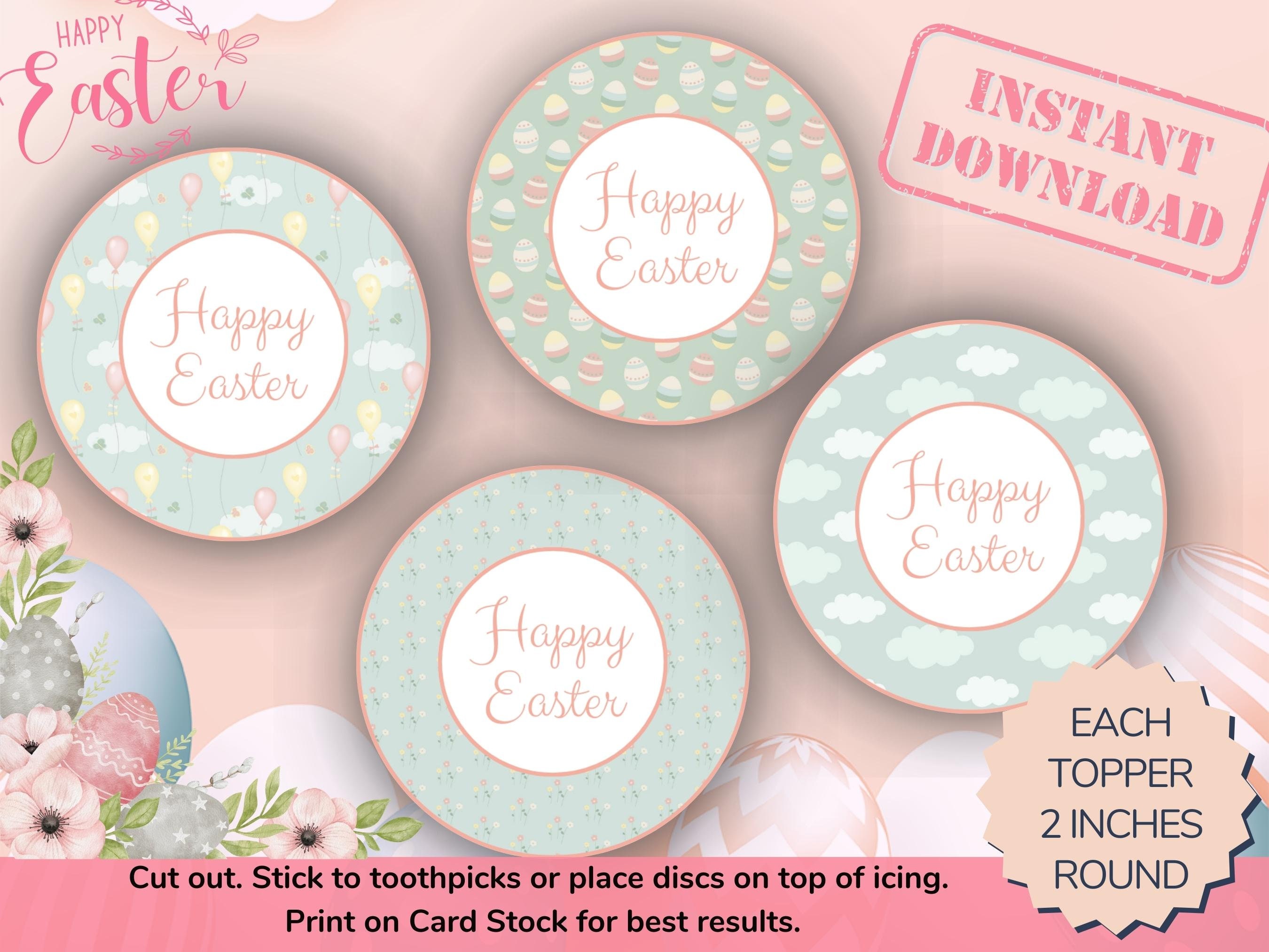 Easter Cupcake Toppers Printable, Easter Party Gift Tags, Bunny Party ...