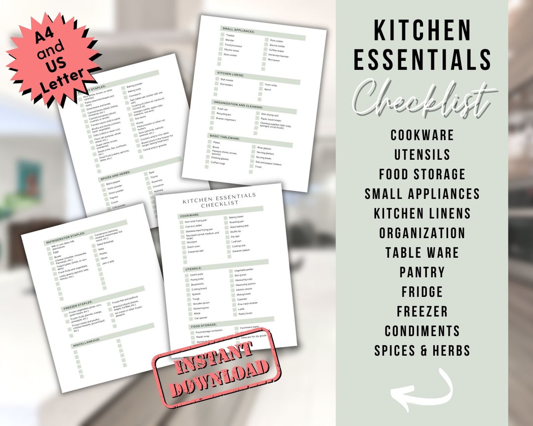 Essential Kitchen Checklist. Cookware Small Appliances - Etsy