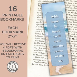 Printable Beach Bookmarks. Watercolor Quotes, Sand, Sea and Waves ...