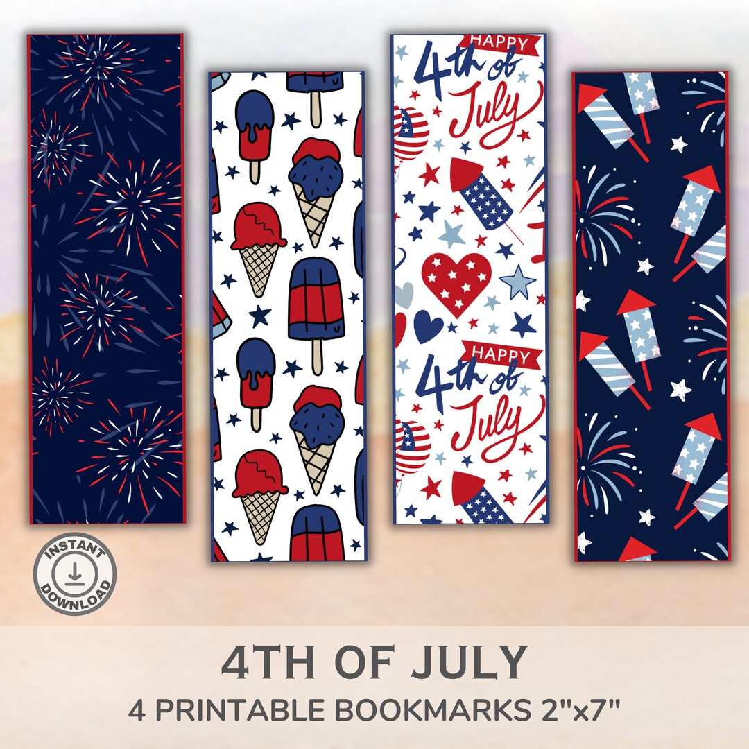 4th of July Bookmarks: Watercolor Patriotic Designs (digital Download ...
