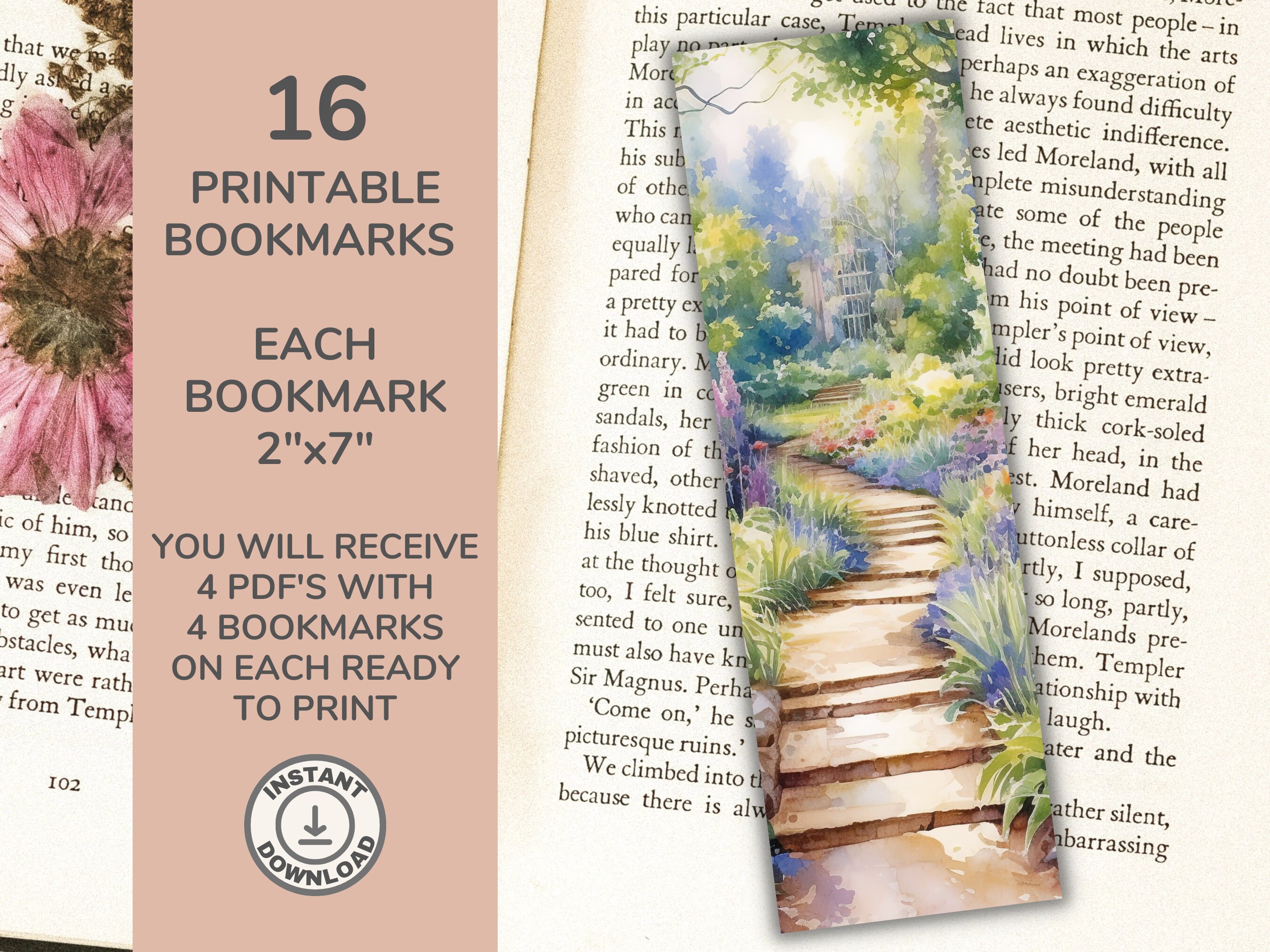 Printable Garden Path Bookmarks. Watercolor Footpaths - Etsy