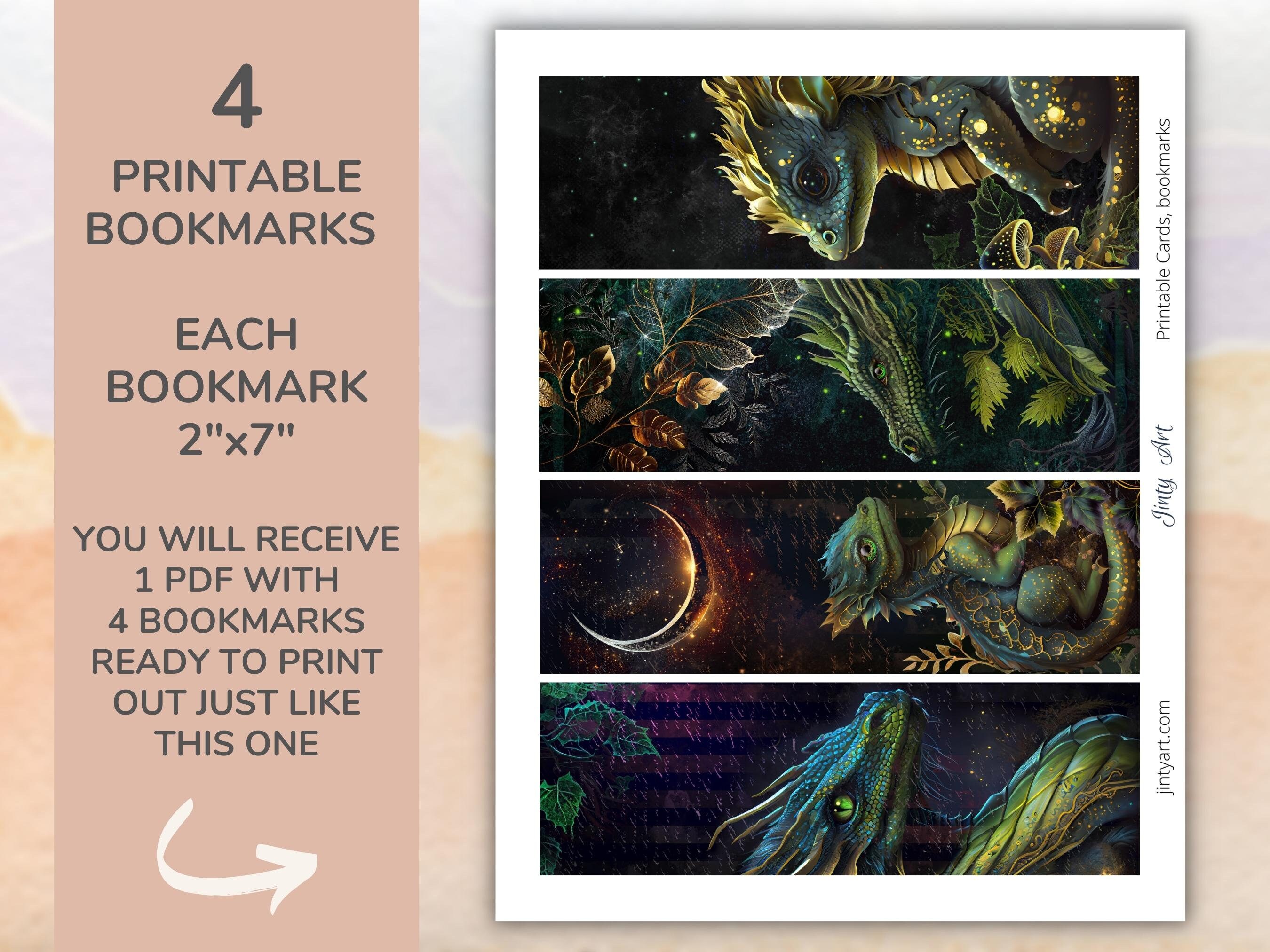 Dragon Printable Bookmarks Set of 4. Printable Dragon Bookmarks ...